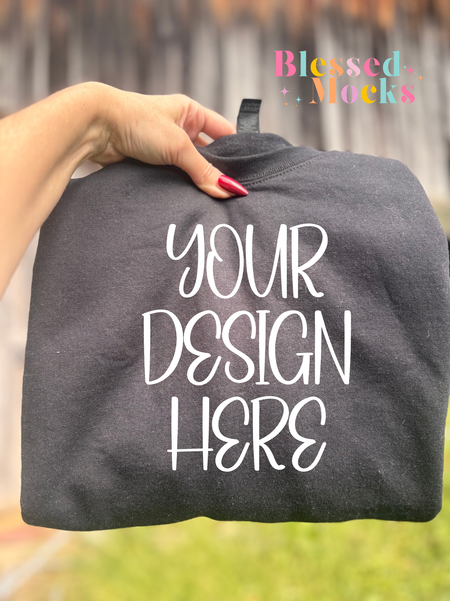 Gildan Black Sweatshirt Mock Up- IRL rustic barn background - Payhip