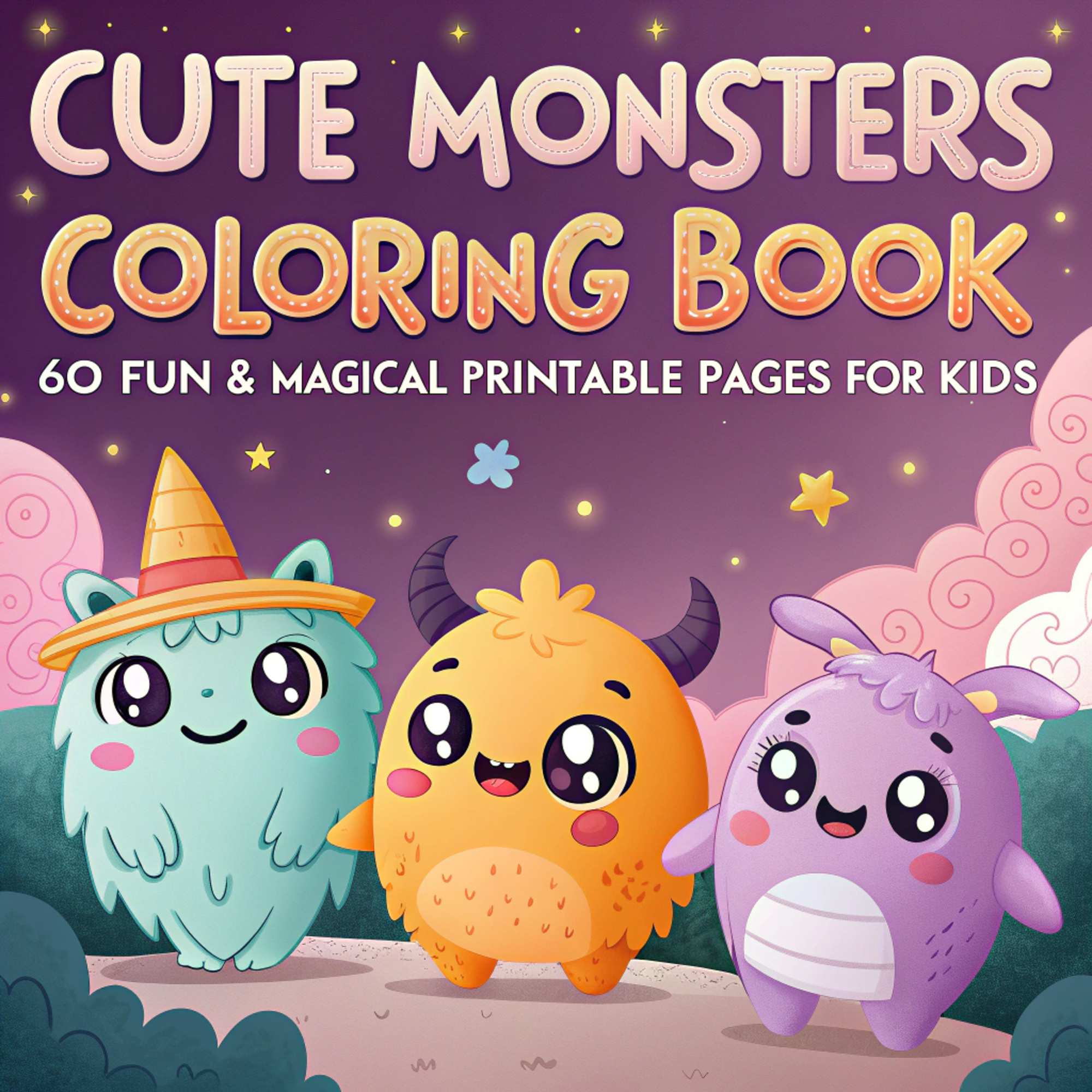 Cute Monsters Coloring Book - 60 Fun & Magical Printable Pages for Kids ...