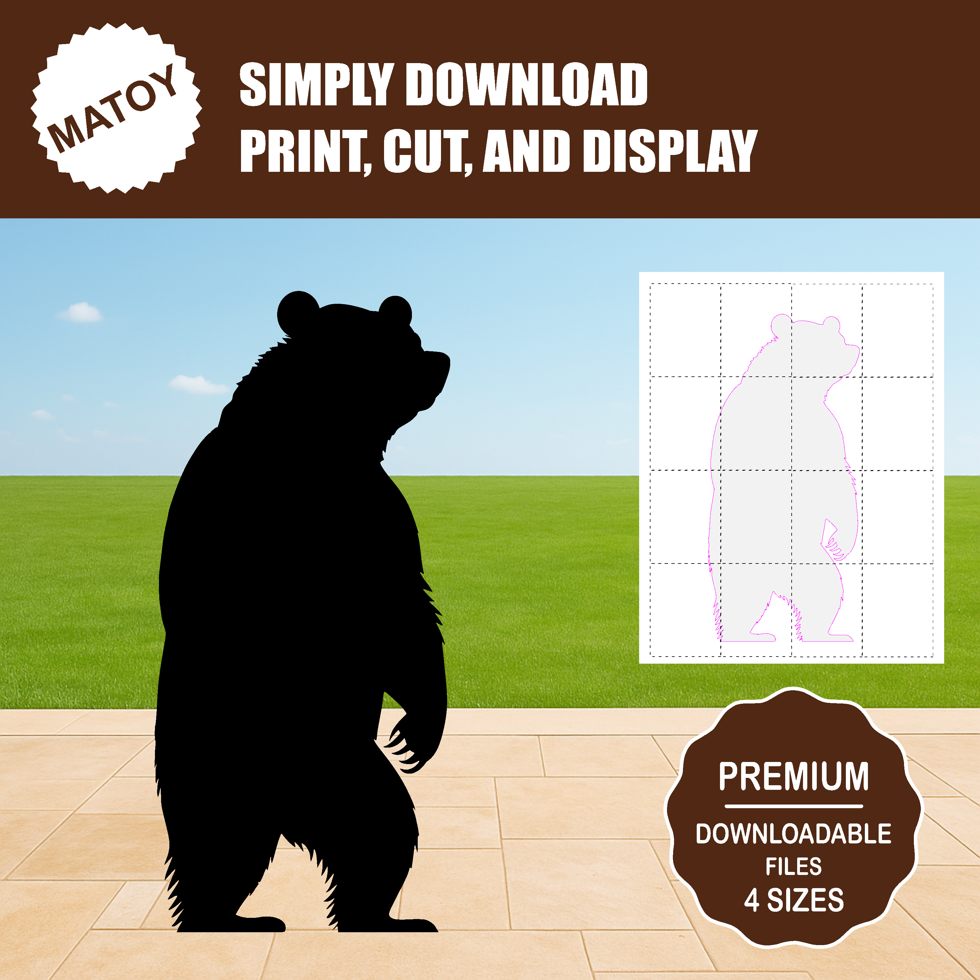 Grizzly Bear Party and Wall Decor | Printable Life-Size Silhouette ...