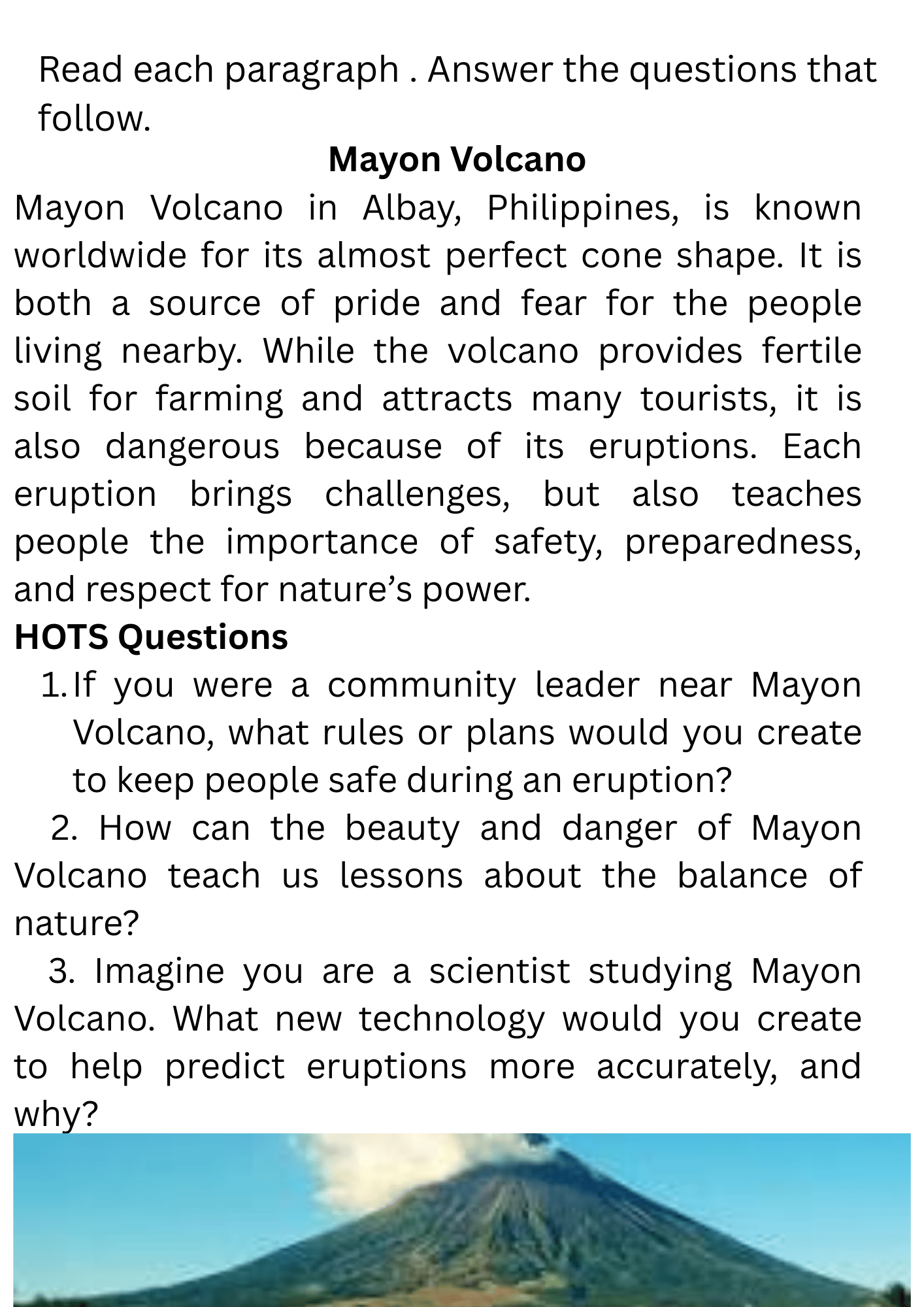 reading material with HOTS questions appropriate for grades 3-6 ...
