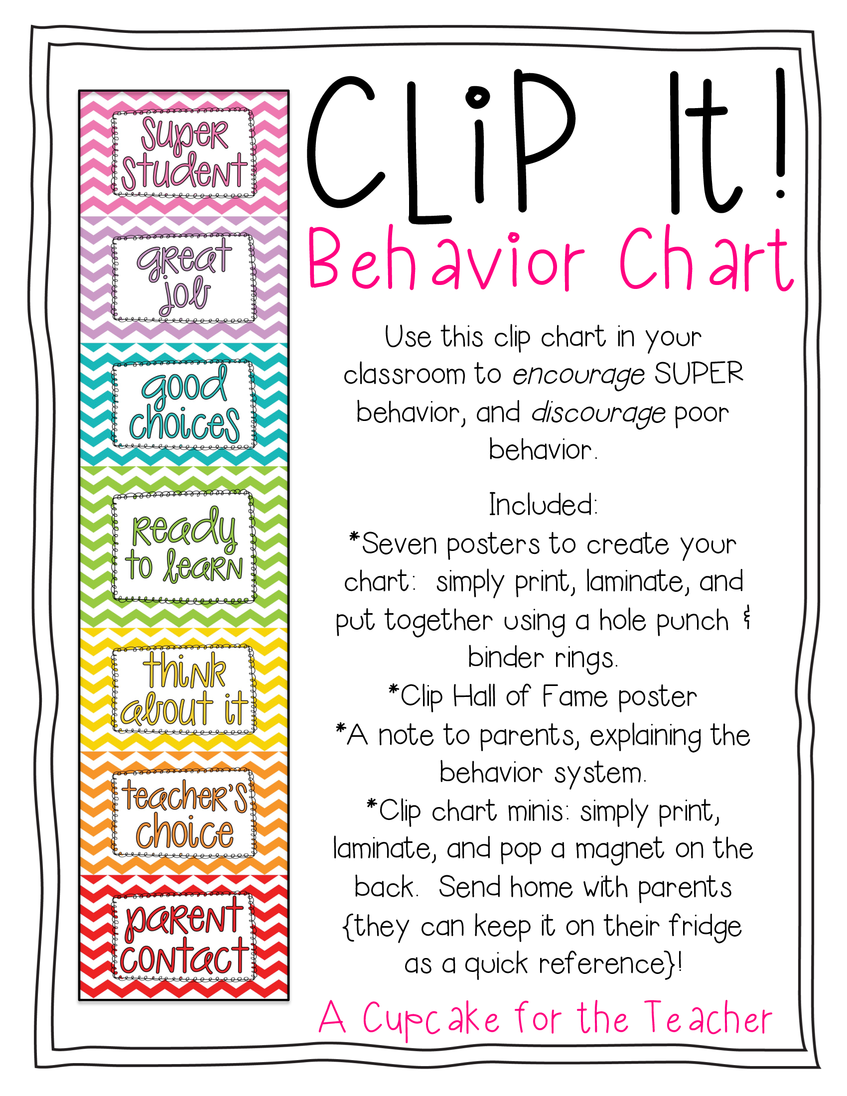 Clip It! Behavior Chart {Chevron} - Payhip