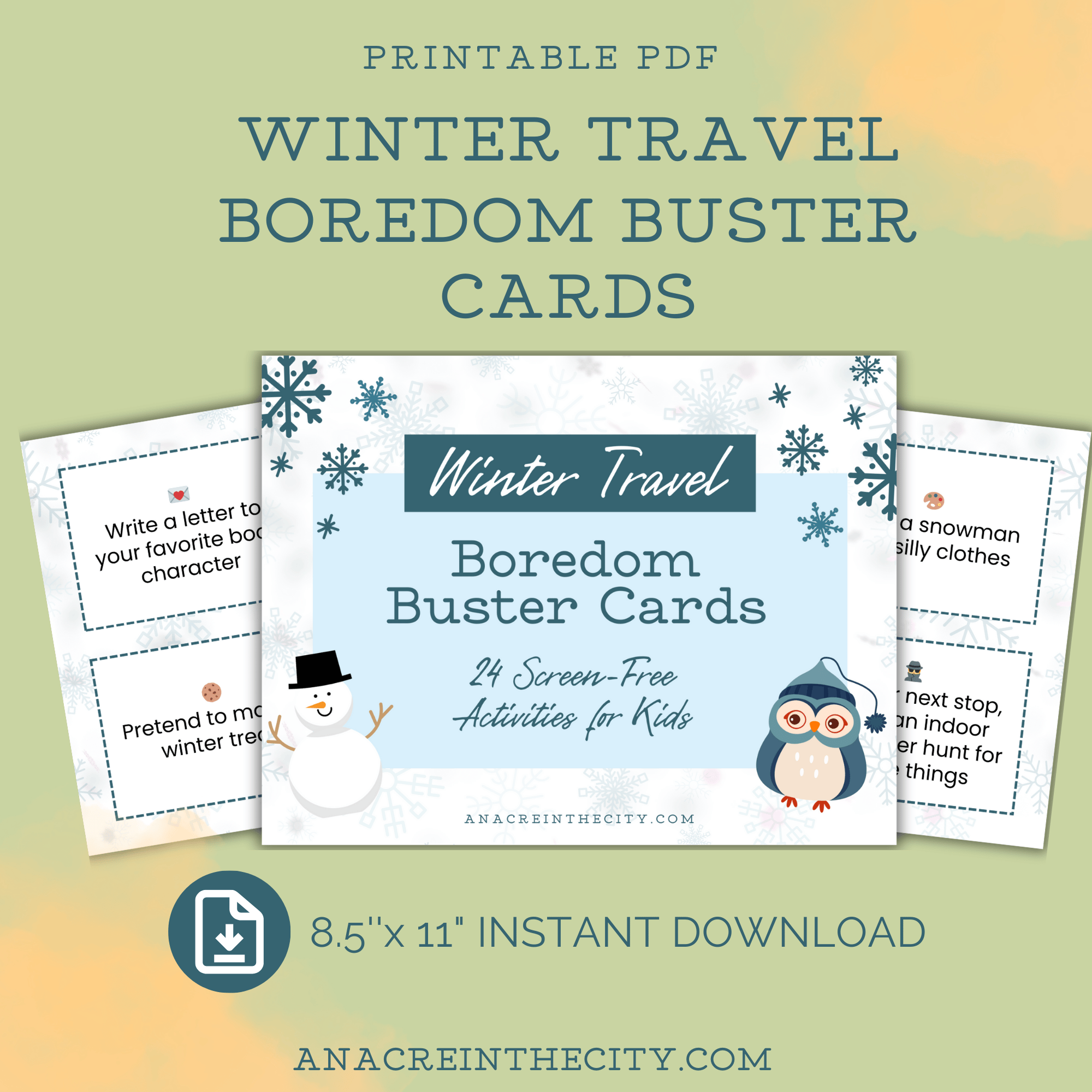 Winter Travel Boredom Buster Cards for Kids | 24 Screen-Free Activities ...
