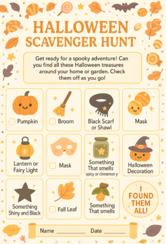 Printable Halloween Scavenger Hunt for Kids | Fun Indoor & Outdoor Game ...