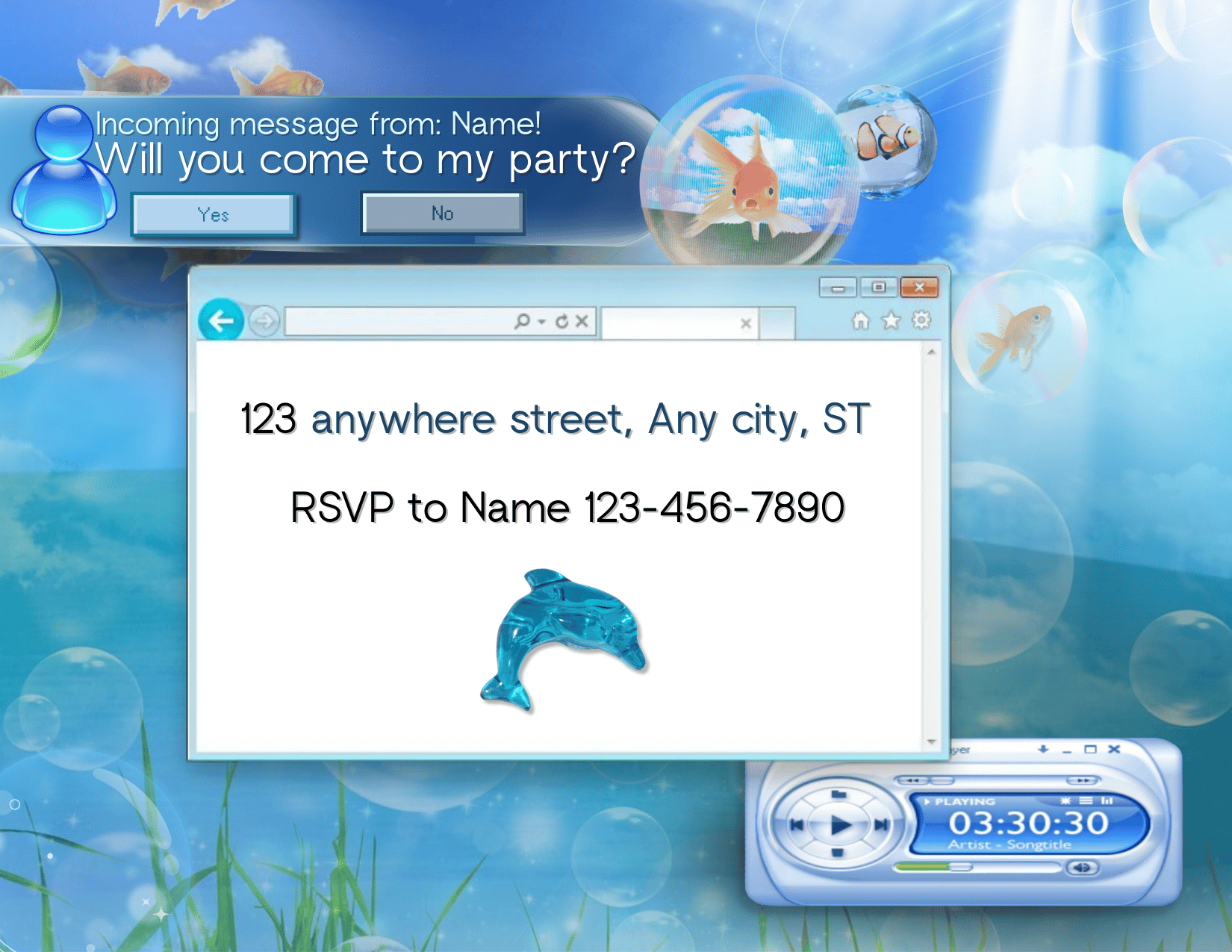 Frutiger Aero Party Invite Template - Payhip