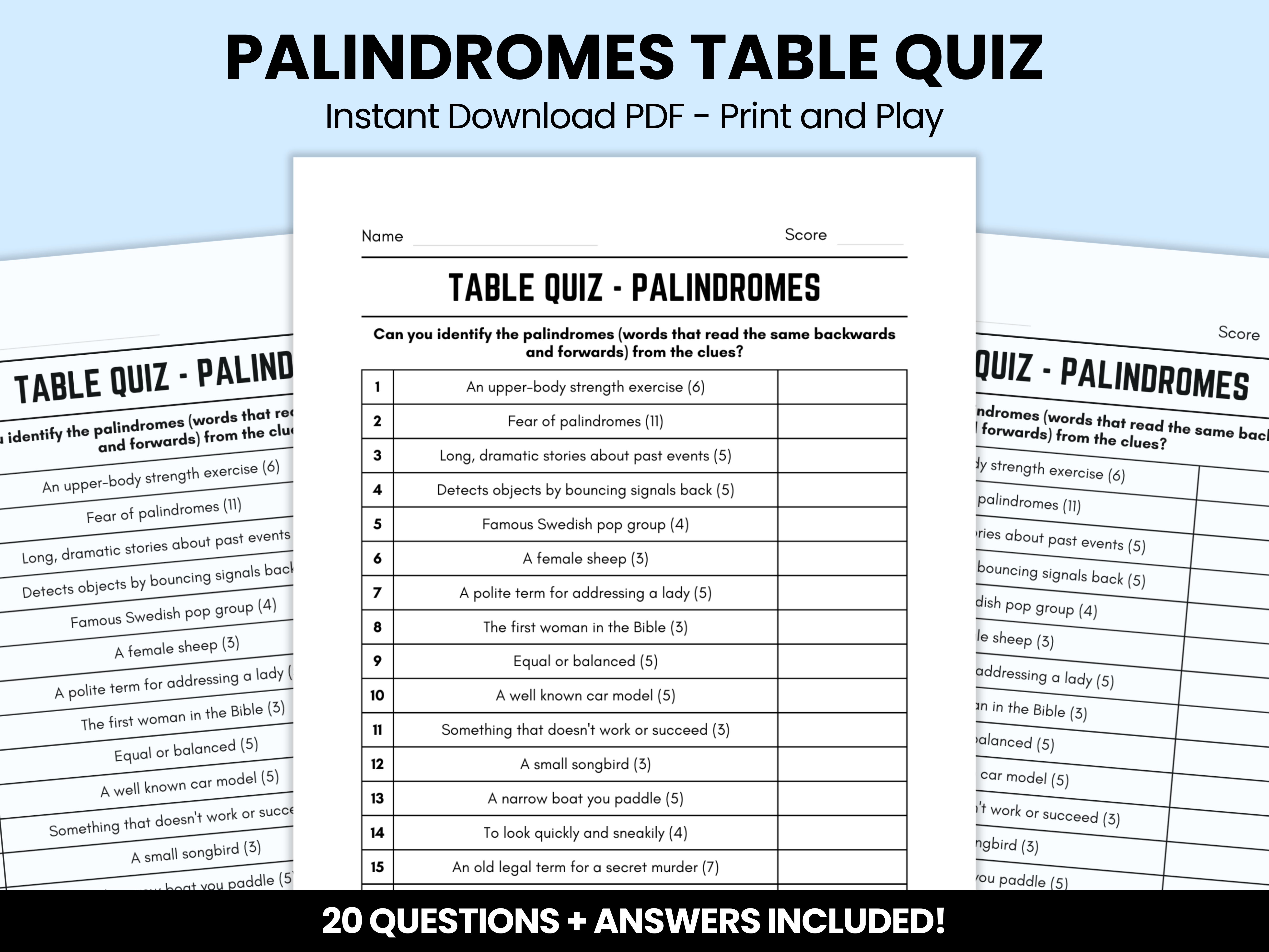 Mikko Games - Table Quizzes