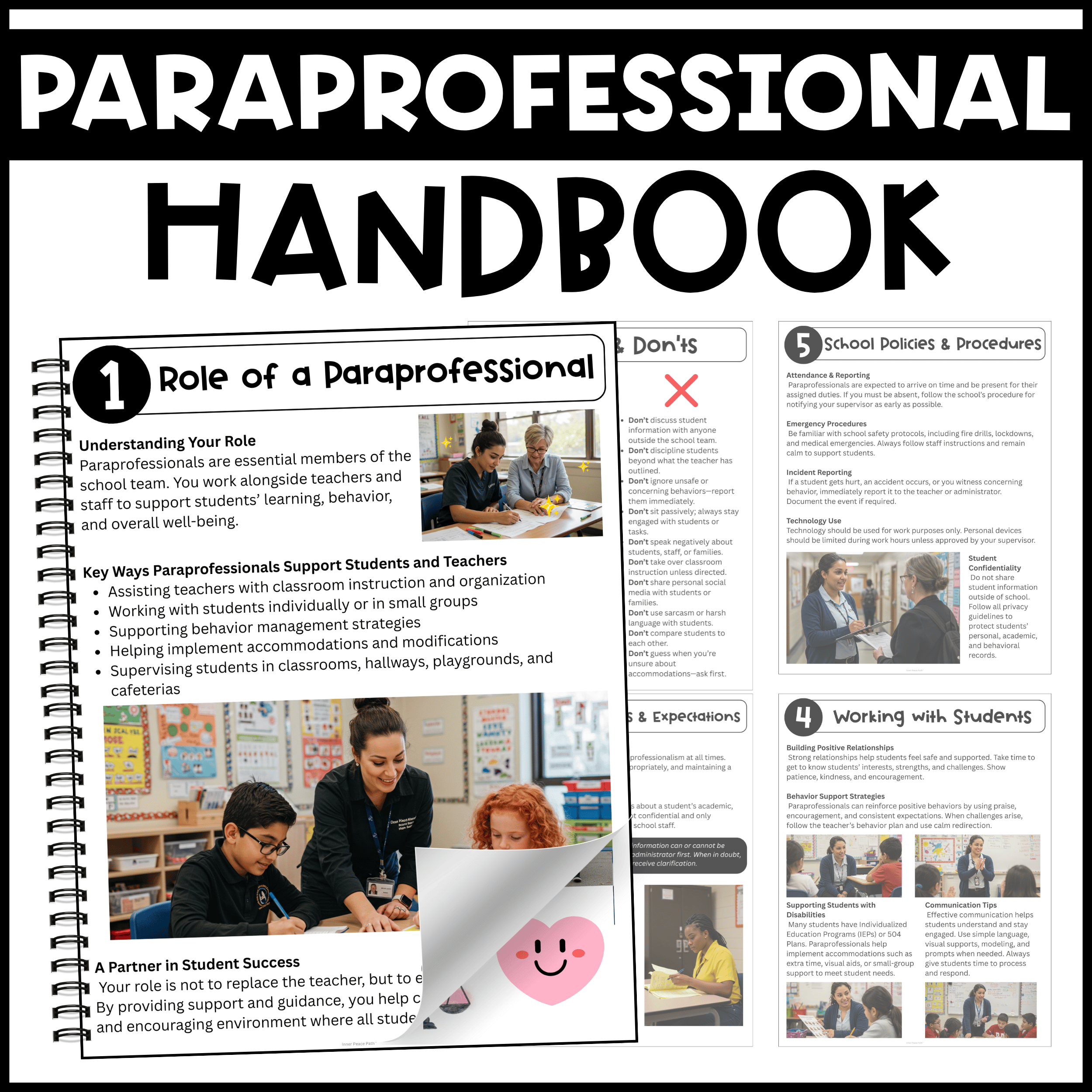 Paraprofessional Handbook Training Manual Support Staff | Special ...