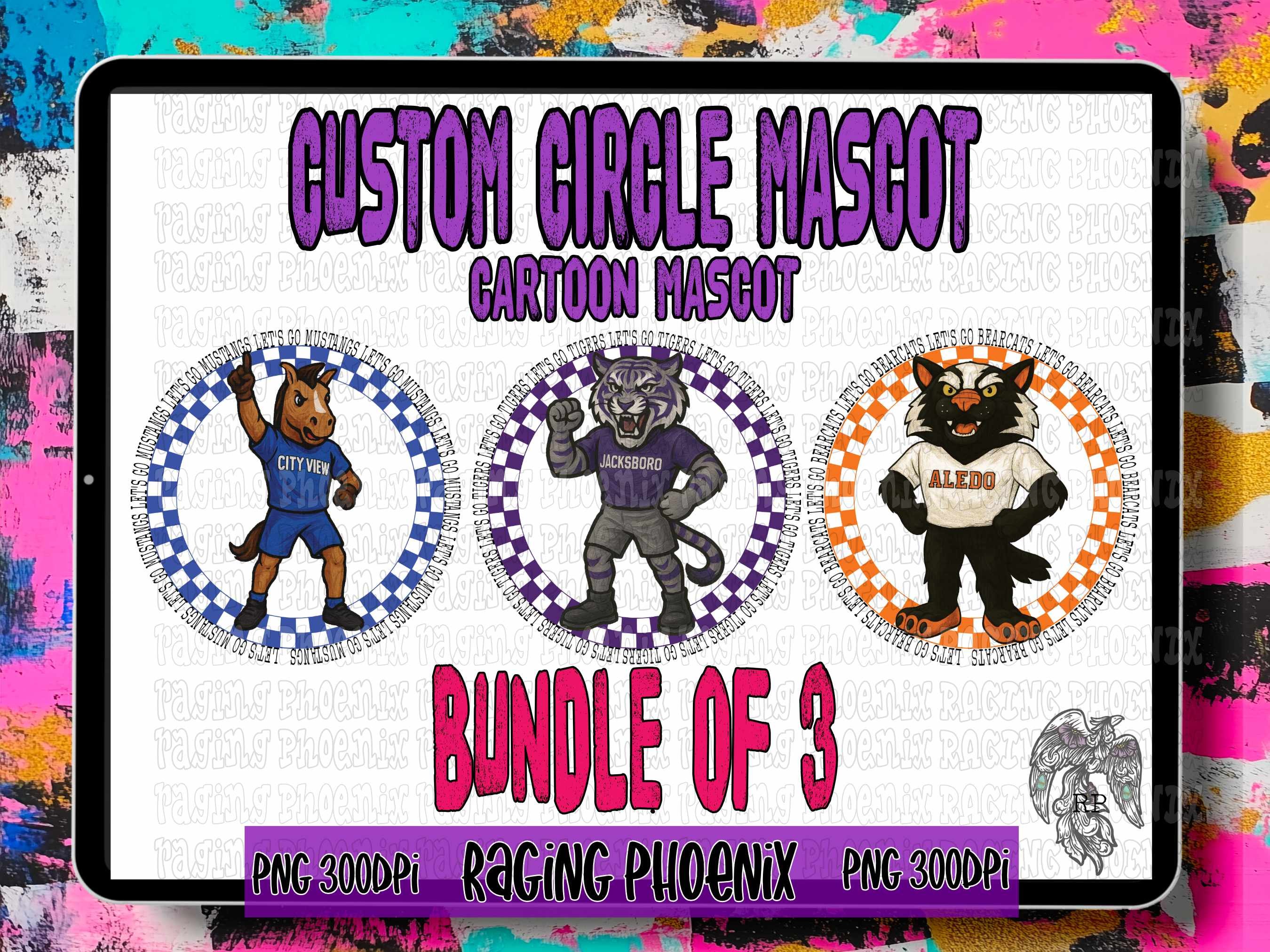 CUSTOM-CIRCLE TEAM BUNDLE OF 3-CARTOON MASCOT CT01 - Payhip