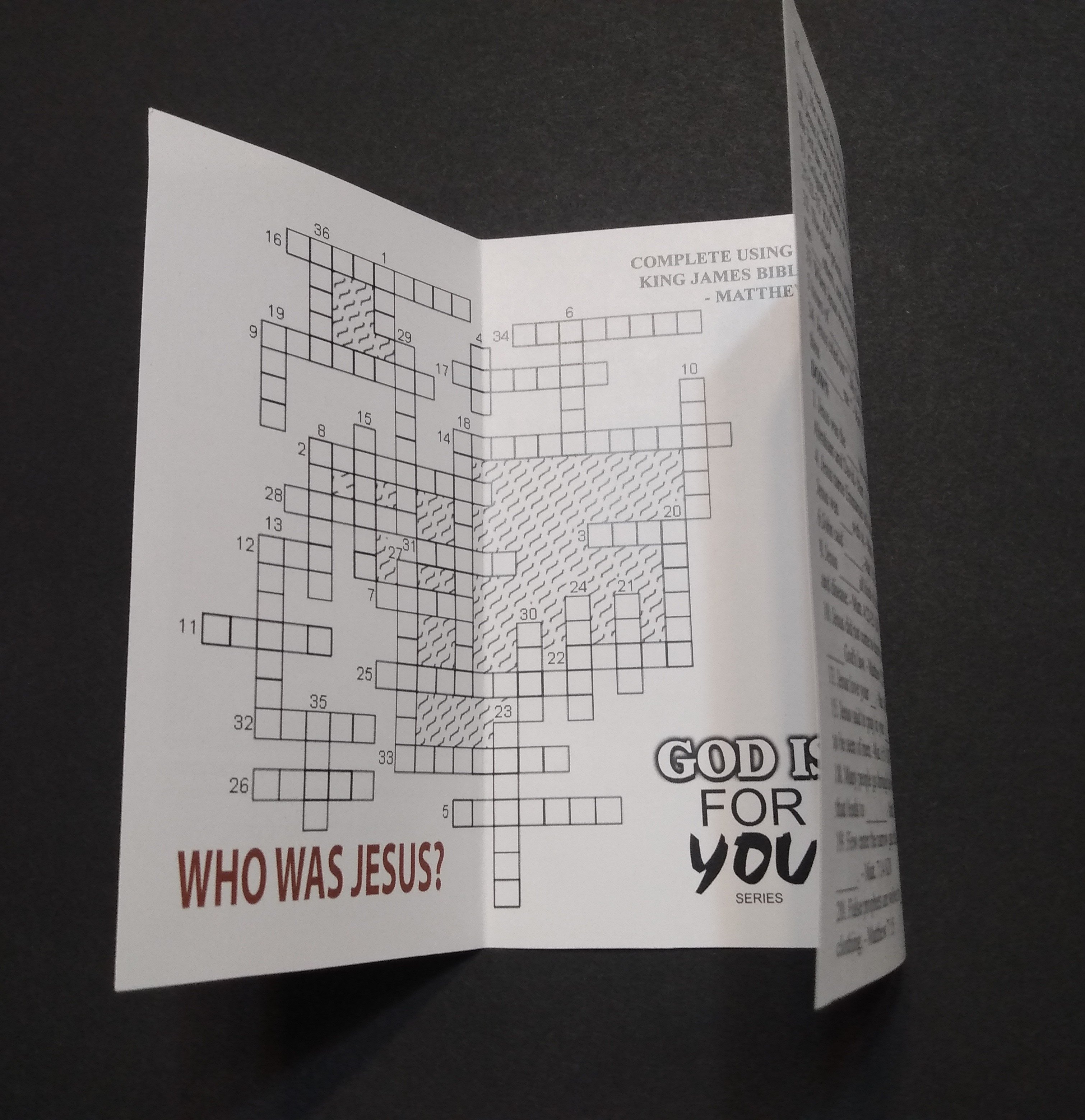 Crossword Puzzle Tracts 50 Pamphlets Who was Jesus God For You KJV - Payhip