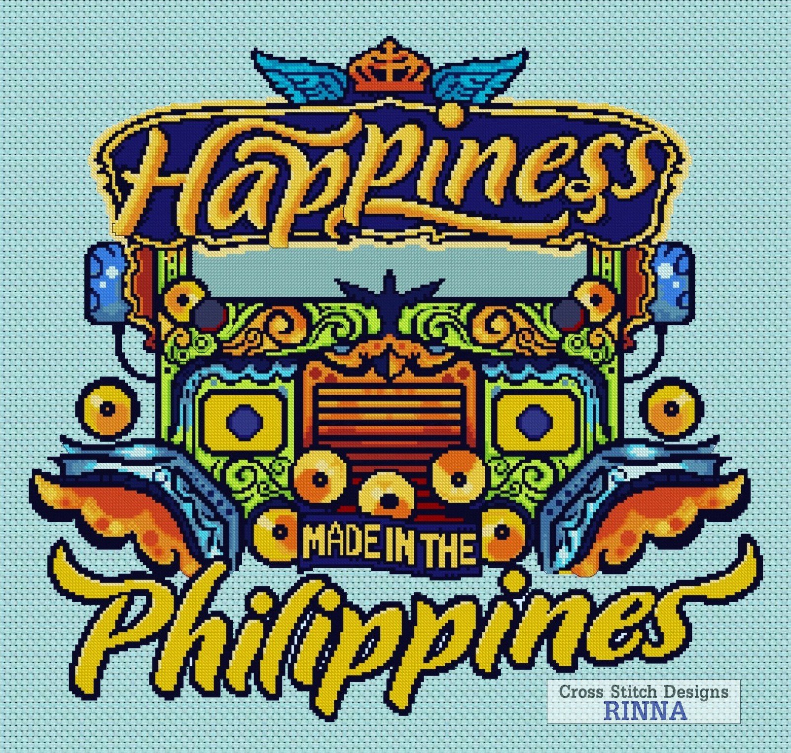 Filipino Jeepney Logo Philippines Cross Stitch PDF Pattern - Payhip