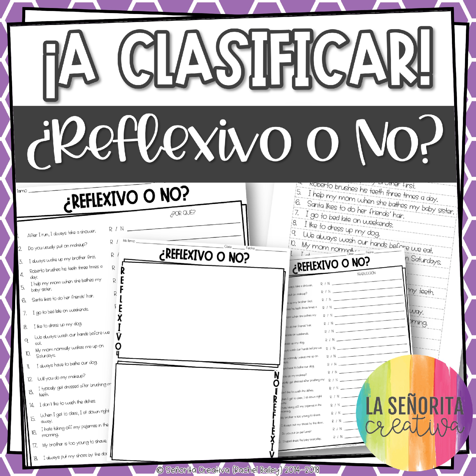 Reflexive Verbs Spanish Sorting Activity and Worksheets - Payhip