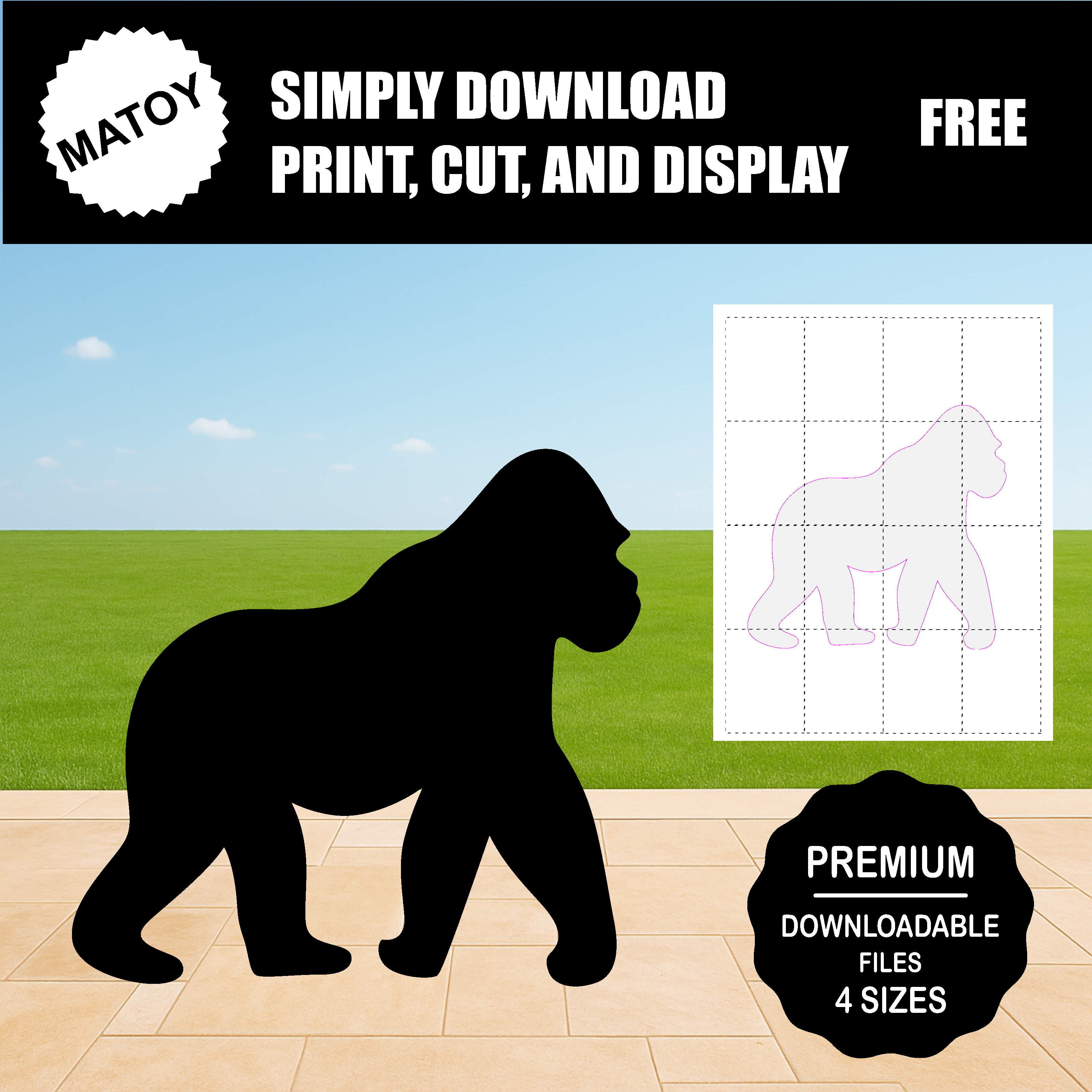 Free Gorilla Yard Art Pattern | Trace & Cut Silhouette Stencil ...