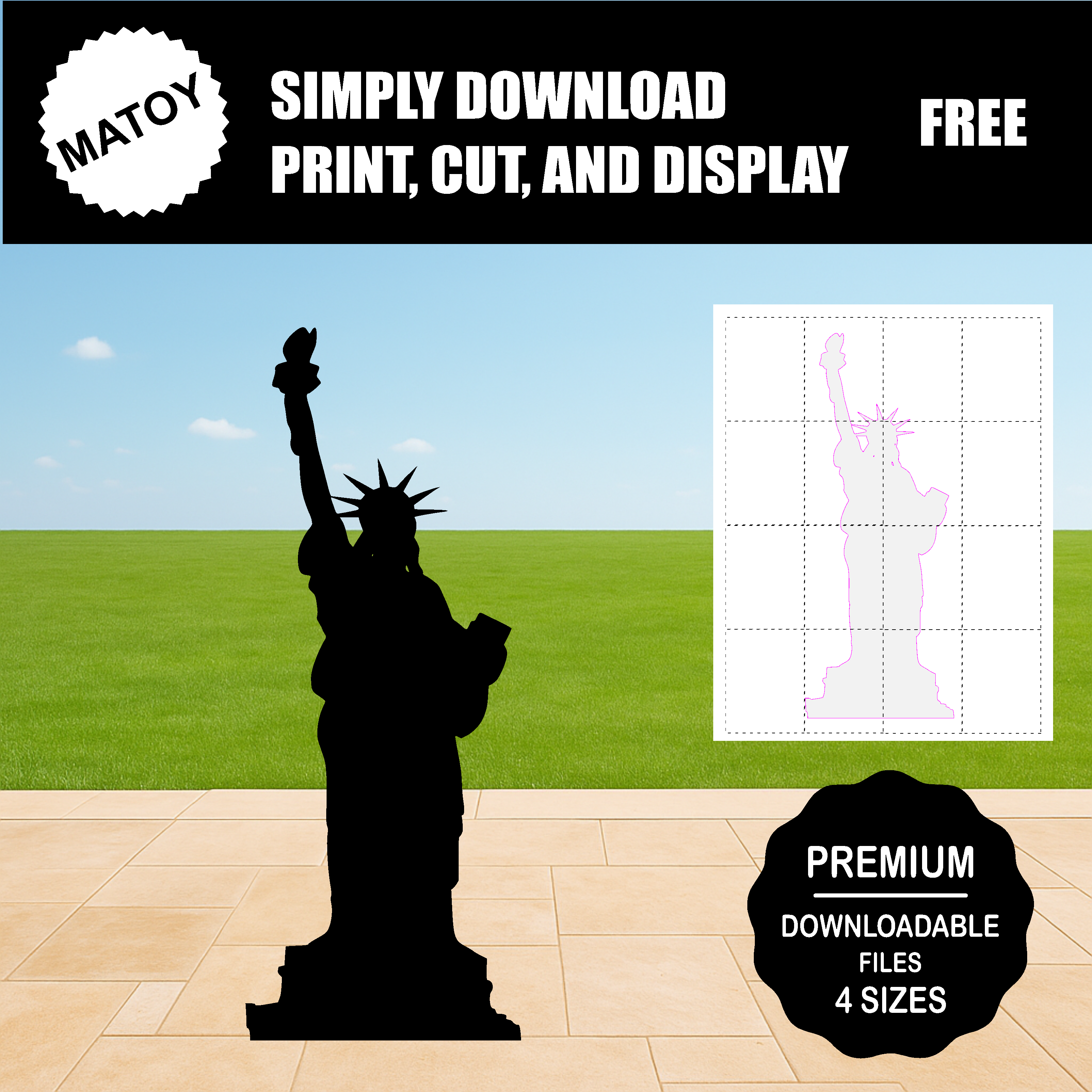 Free Statue of Liberty Yard Art Pattern | Trace & Cut Silhouette ...