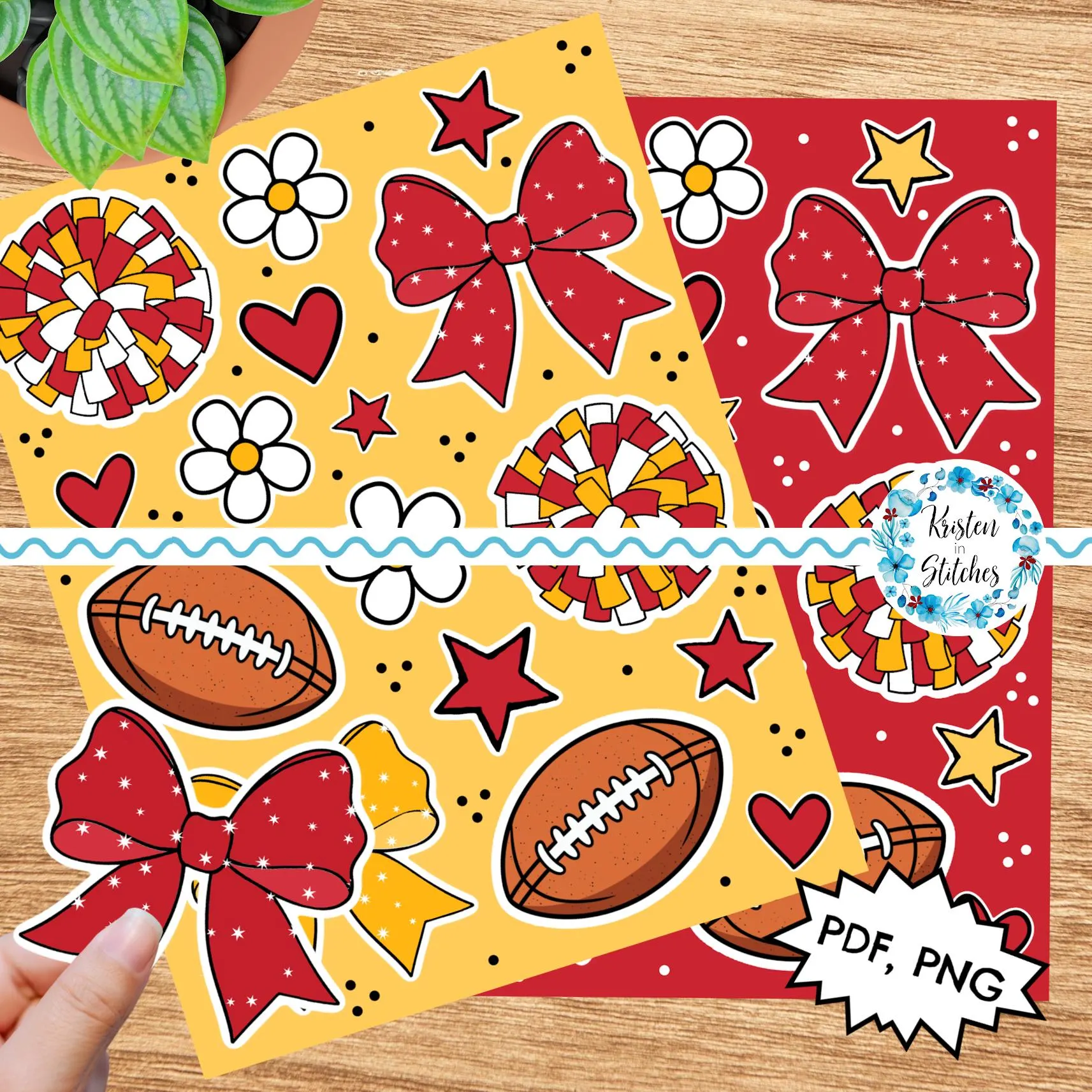 Football Printable Sticker Sheets, PDF PNG, DIY Print & Cut Paper ...