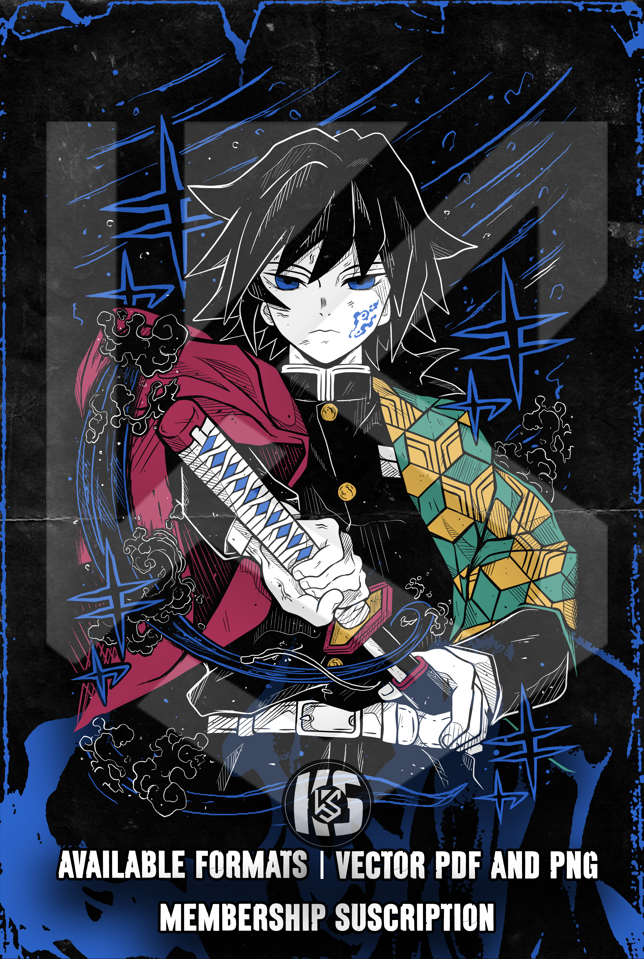Anime Vector – Giyu Tomioka (Demon Slayer) 🖤 - Payhip