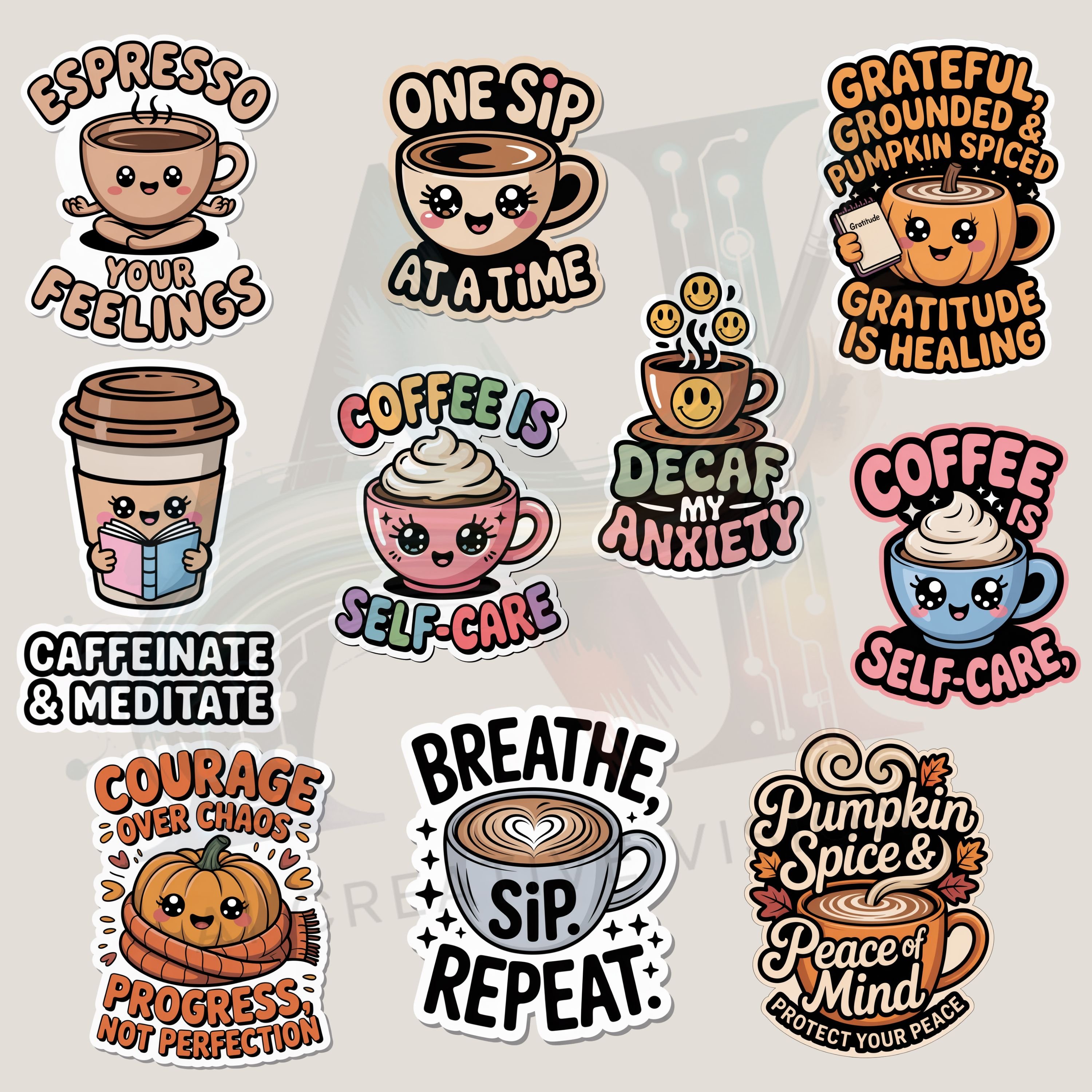 Coffee Fall Inspirational Stickers (Digital Download) - Payhip