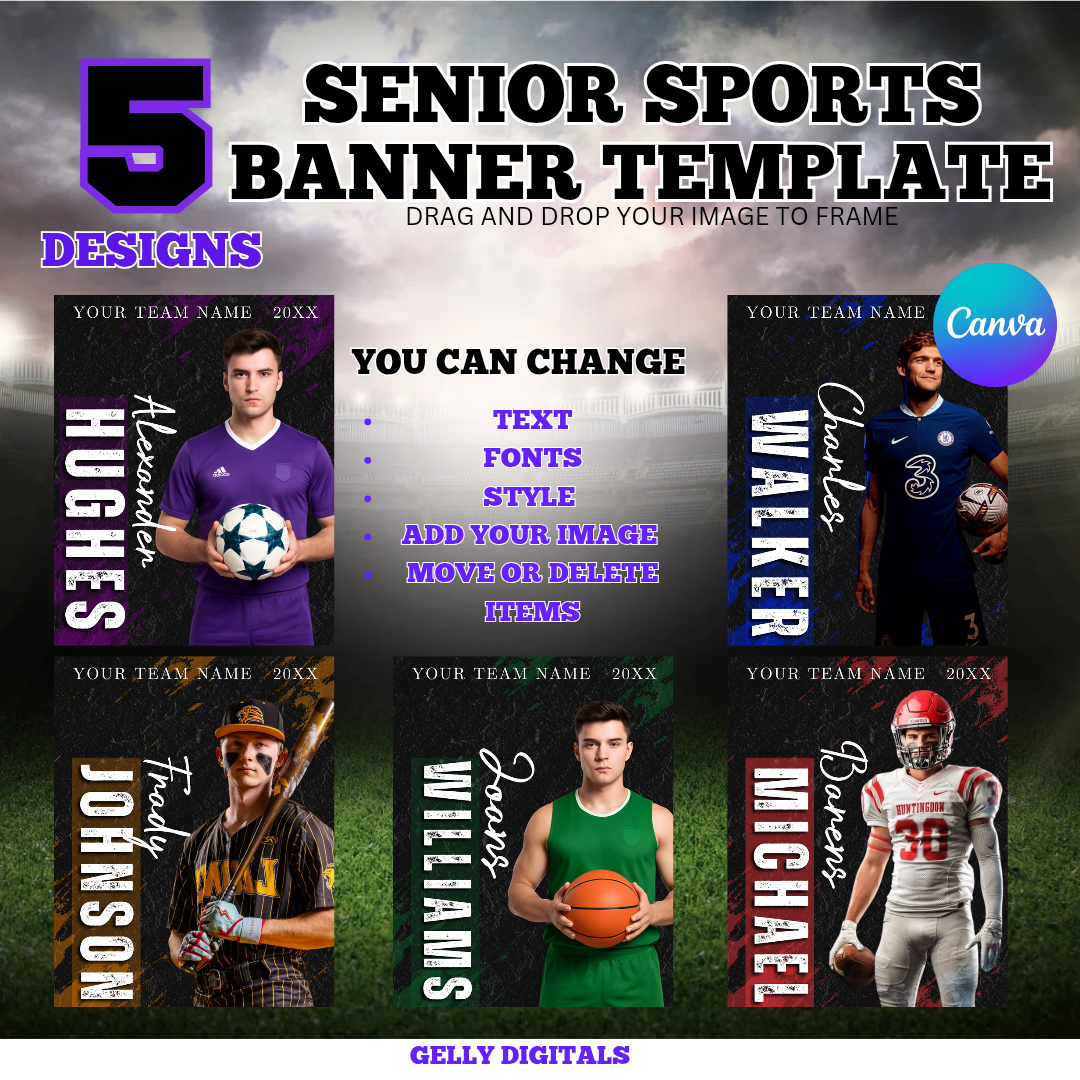 Customizable Sports Banner Template Set - Senior Night Poster, Athlete ...