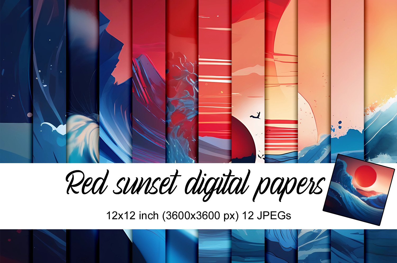 Red Sunset Digital Papers - Payhip