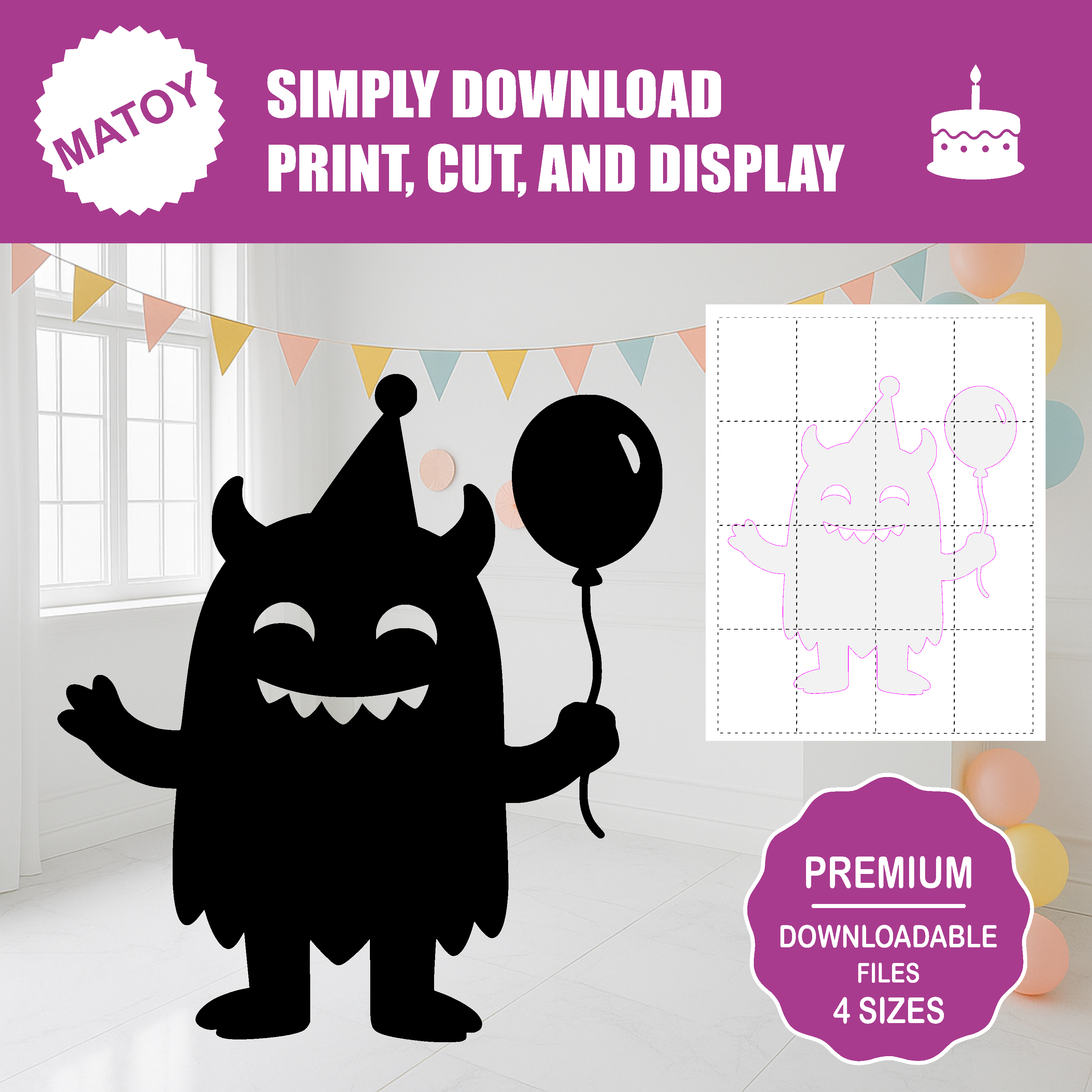 Monster Birthday Party and Wall Decor | Printable Life-Size Silhouette ...