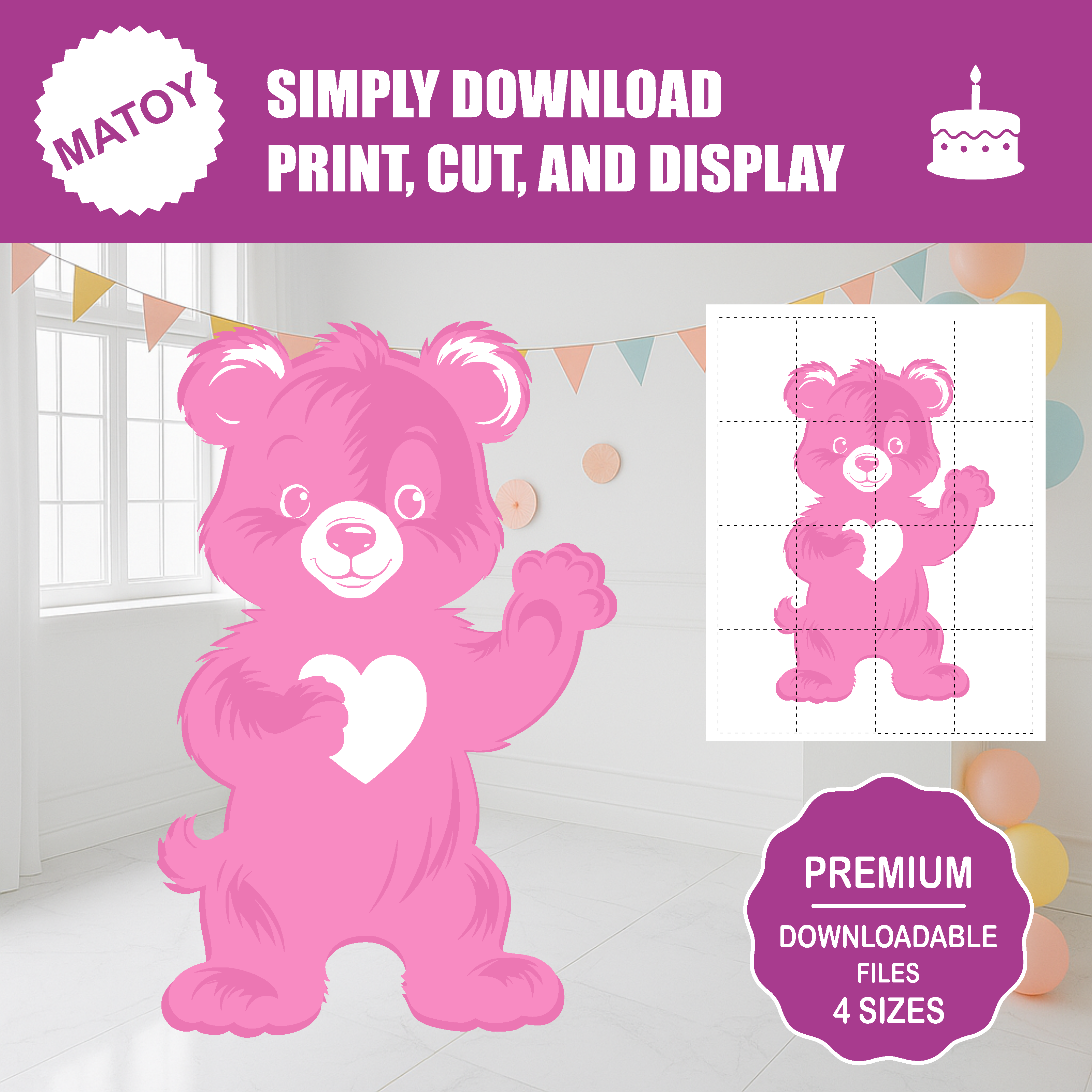 Teddy Bear Yard and Wall Art Pattern | Full-Color Printable Files ...