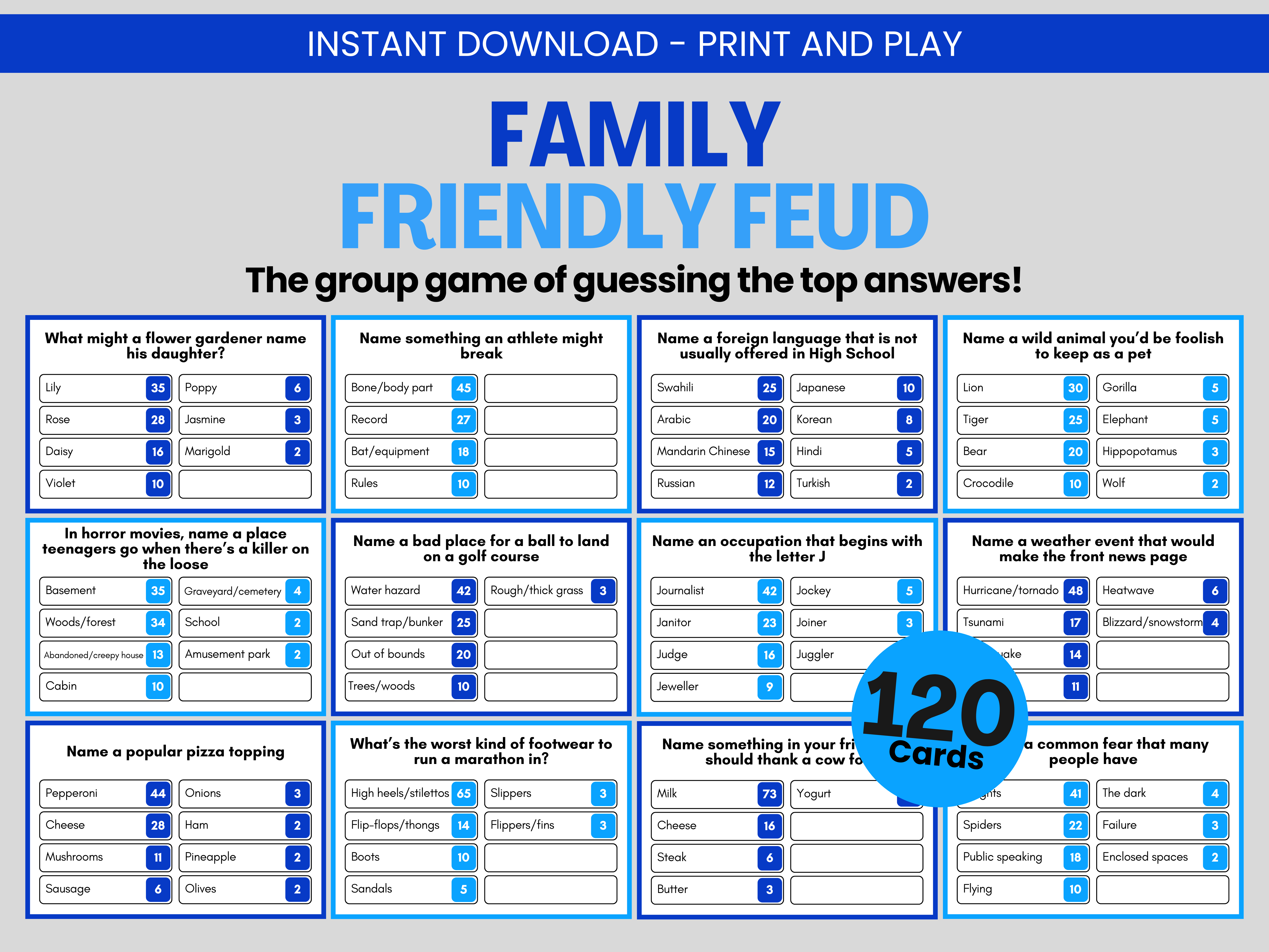 Family Friendly Feud – Printable Party Game
