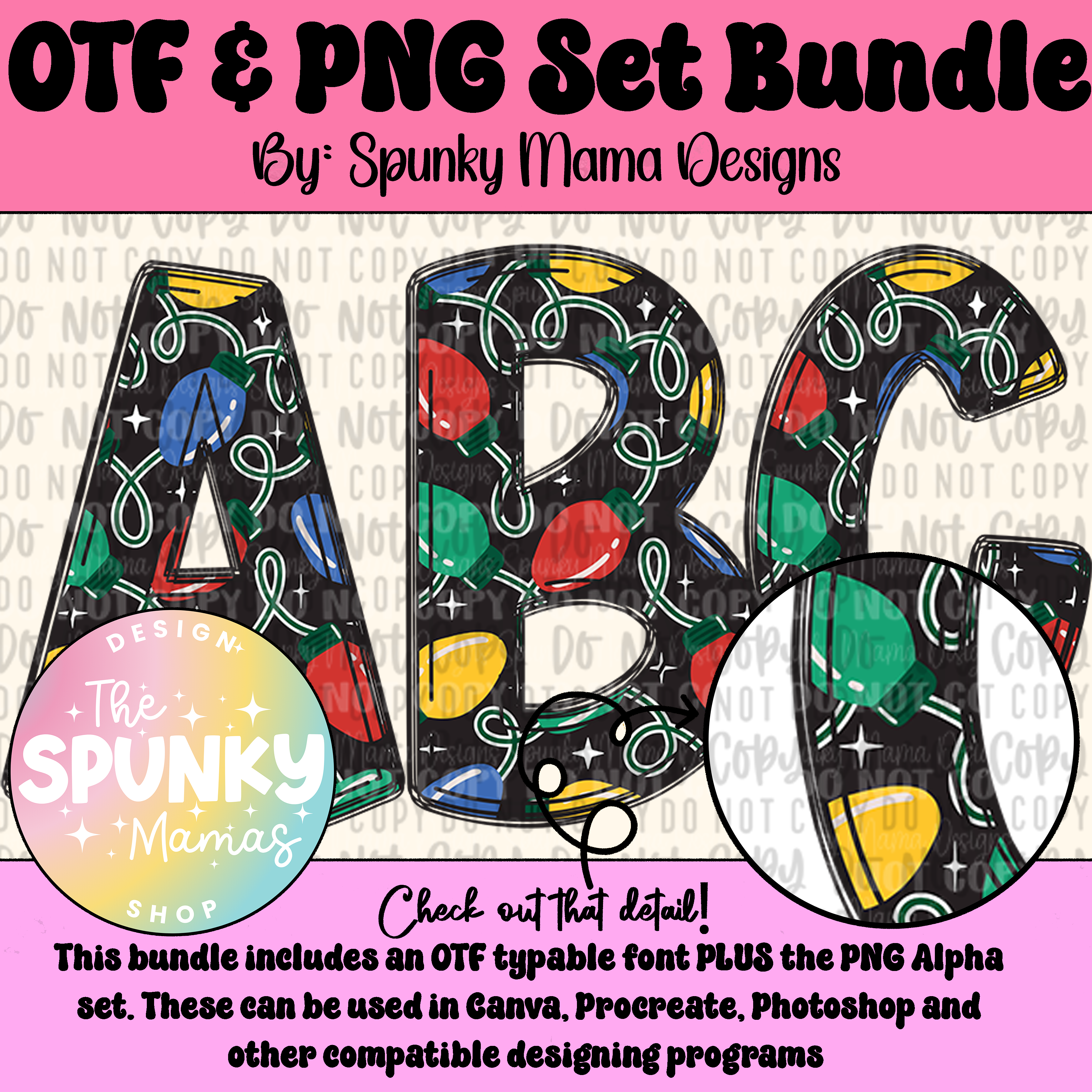Christmas Lights With Black Background OTF and PNG Alpha Set - Payhip