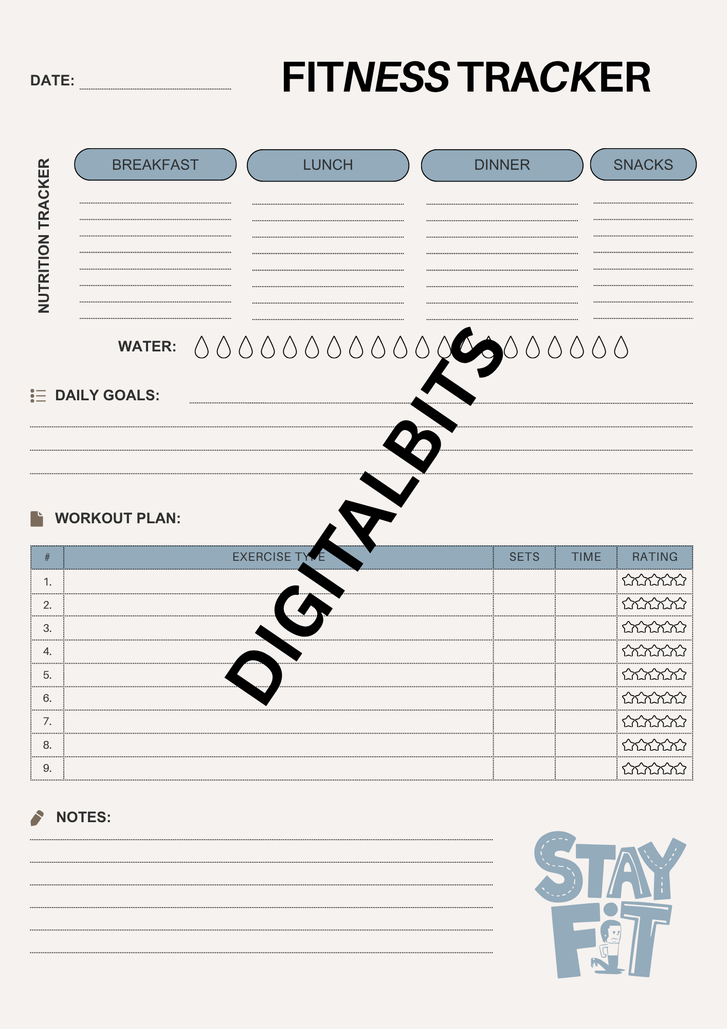 Power Through Your Day: Daily Fitness Tracker Planner Printable - Payhip