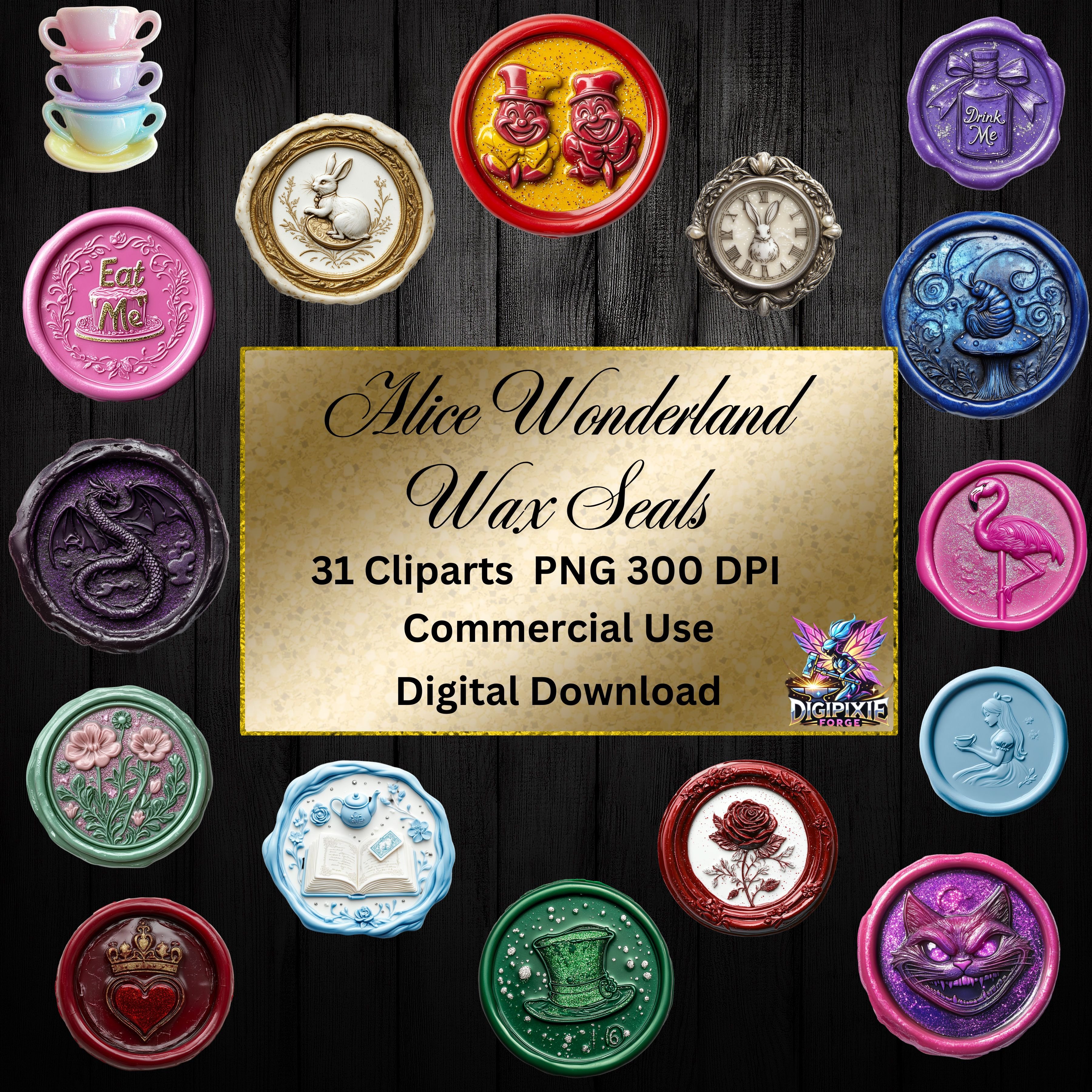 Alice Wax Seals Clipart Digital Download Commercial Use - Payhip