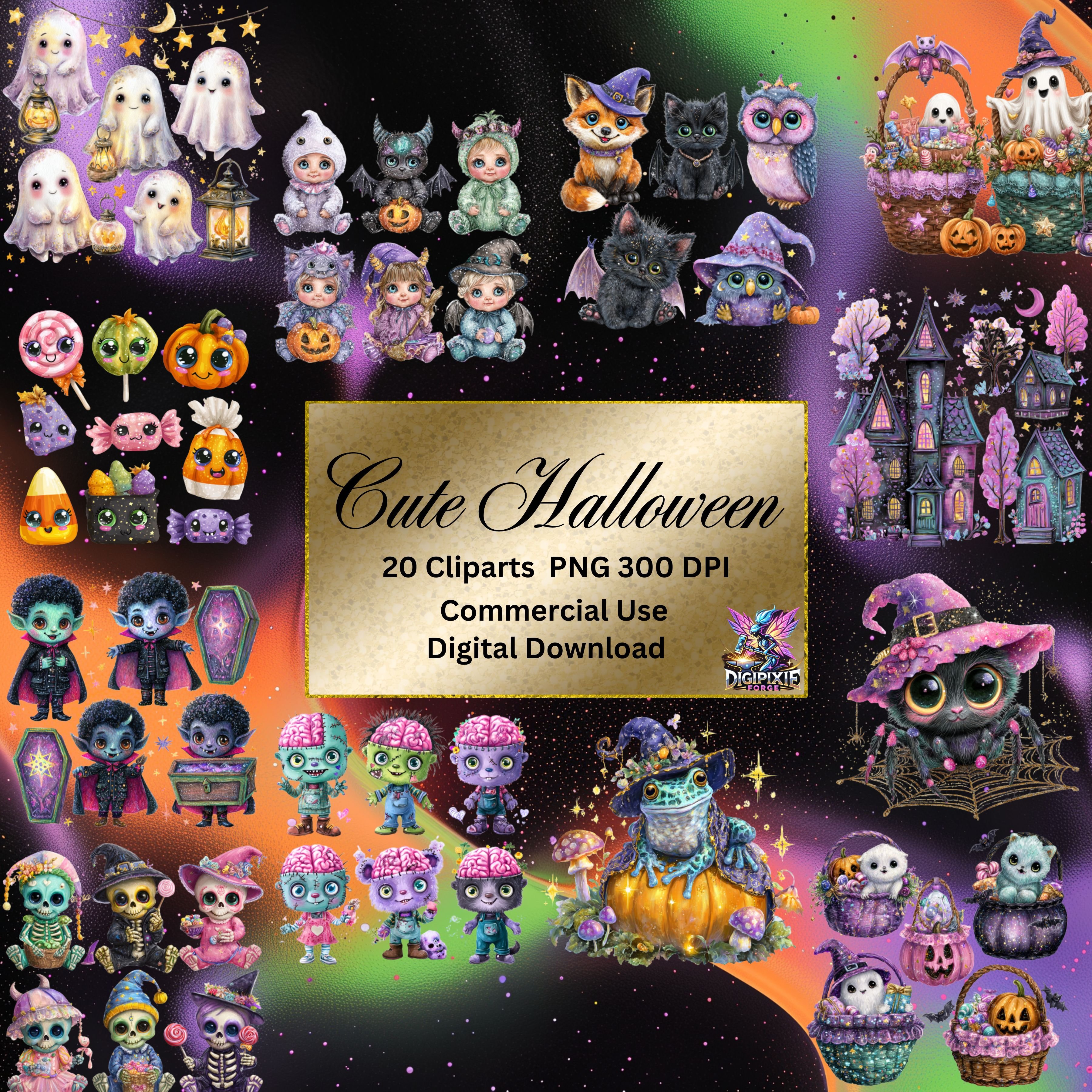 Cute Halloween Cliparts Digital Download Commercial Use - Payhip