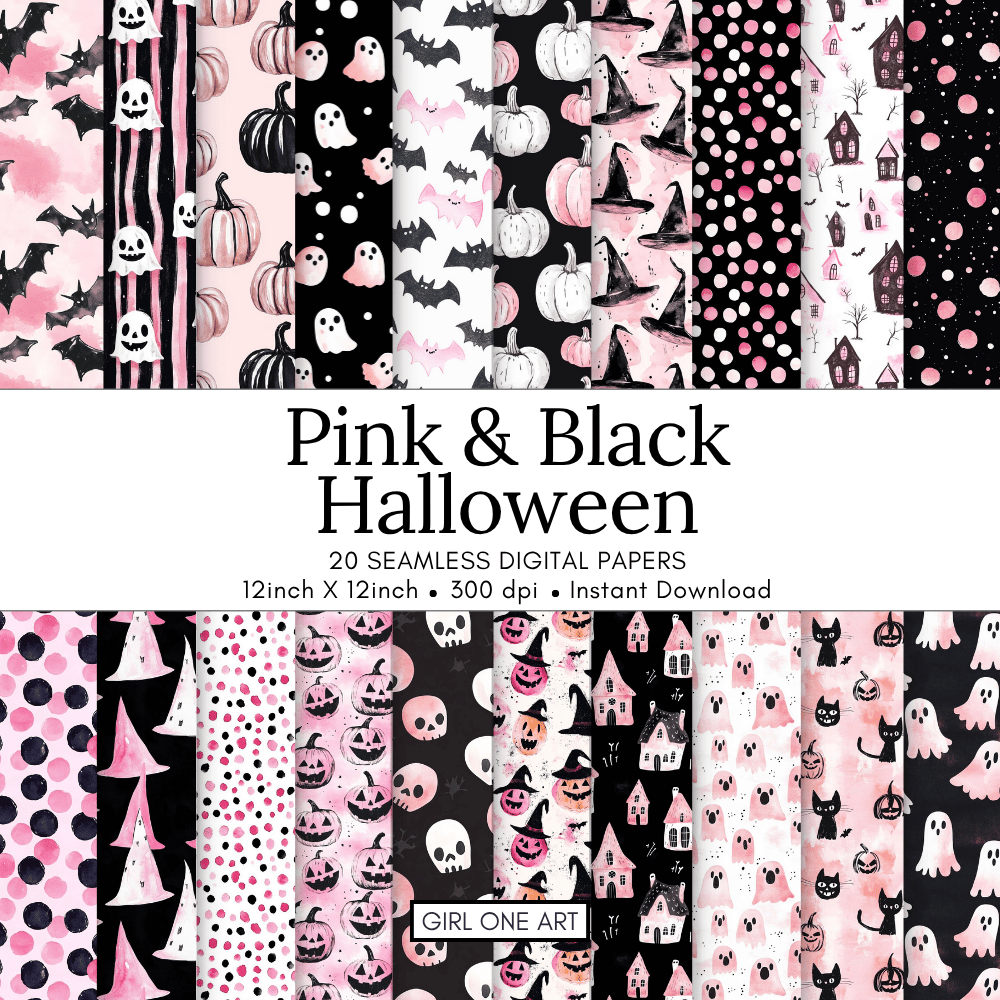Pink & Black Halloween Seamless Paper Pack (Digital) - Payhip