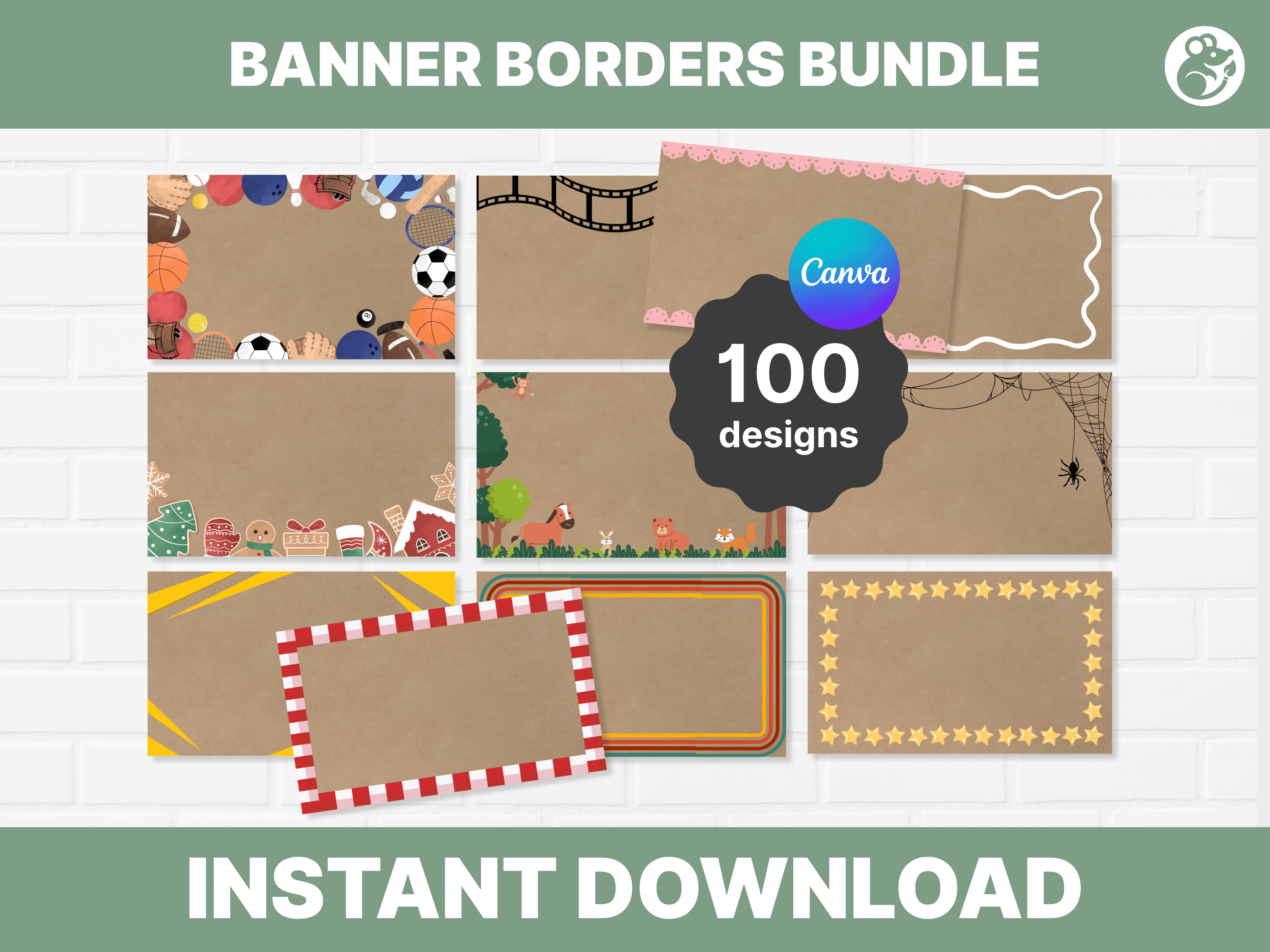 100 Editable Canva Banner Borders Template Pack for 3ft x 5ft Painted ...