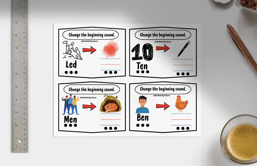🎯 Short E & I CVC – Change the Beginning Sound 20 Cards - Payhip