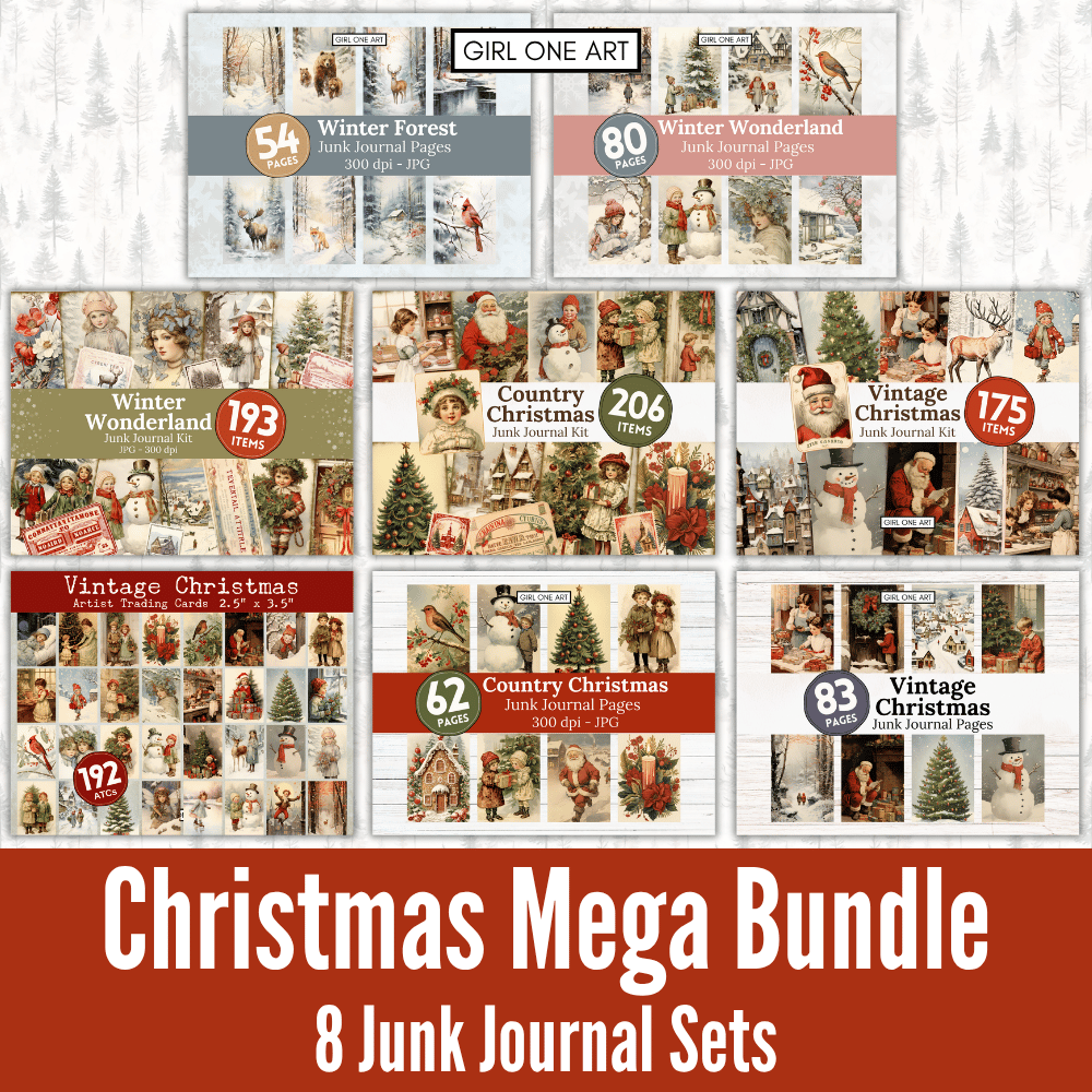 Christmas Junk Journal Mega Bundle: Digital Papers, Winter Ephemera ...
