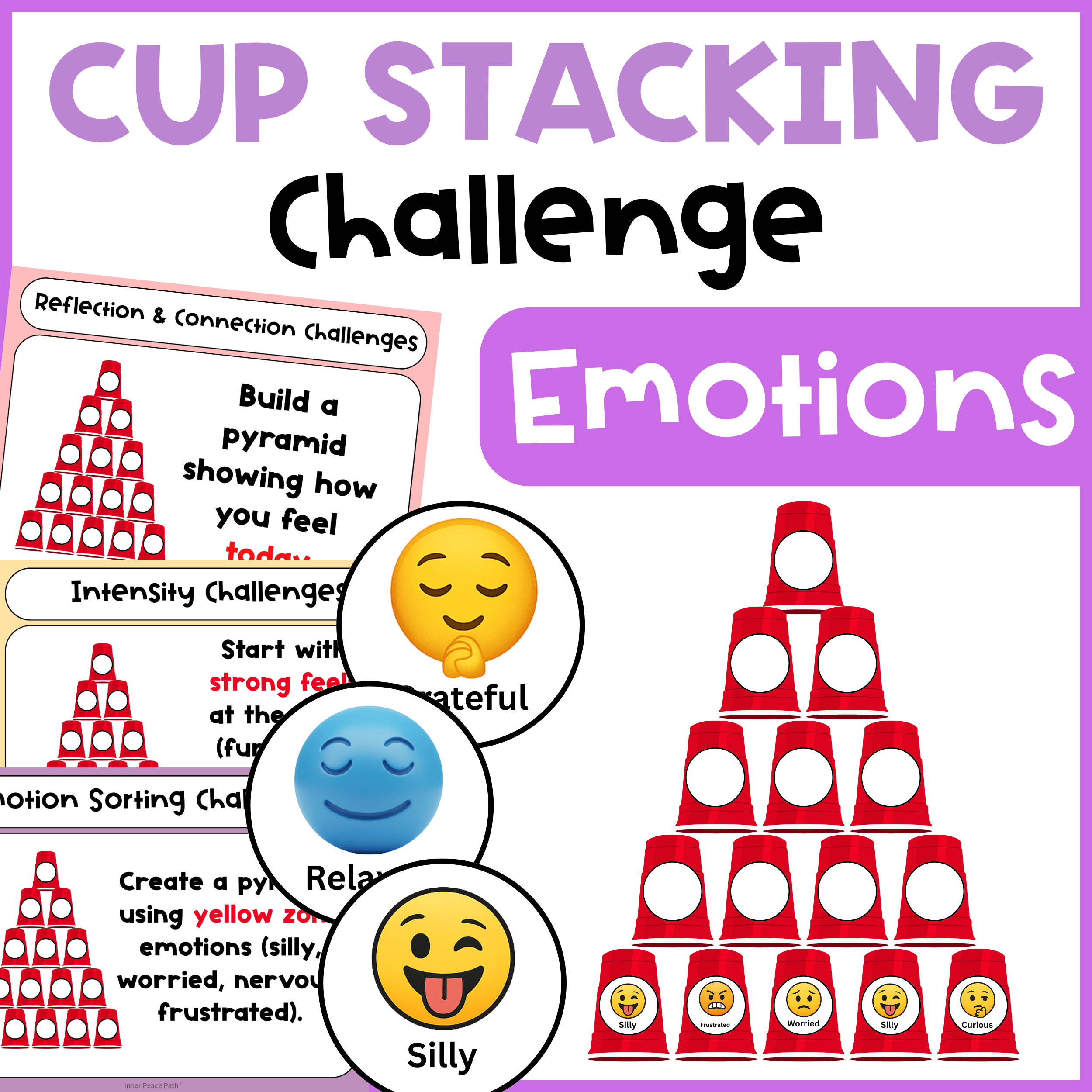 Emotional Regulation Cup Stacking Challenge Cards Team Building ...
