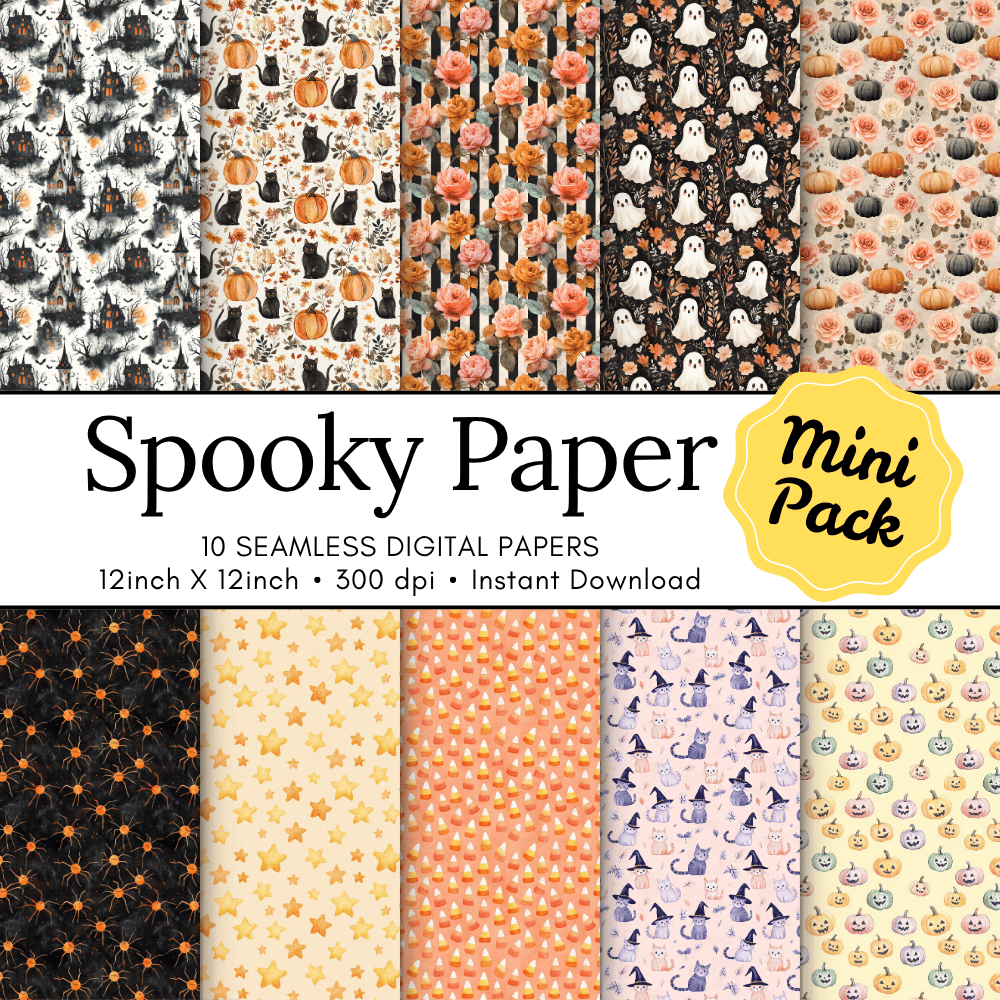 Spooky Papers Halloween Mini Pack: Seamless Digital Patterns Sampler ...