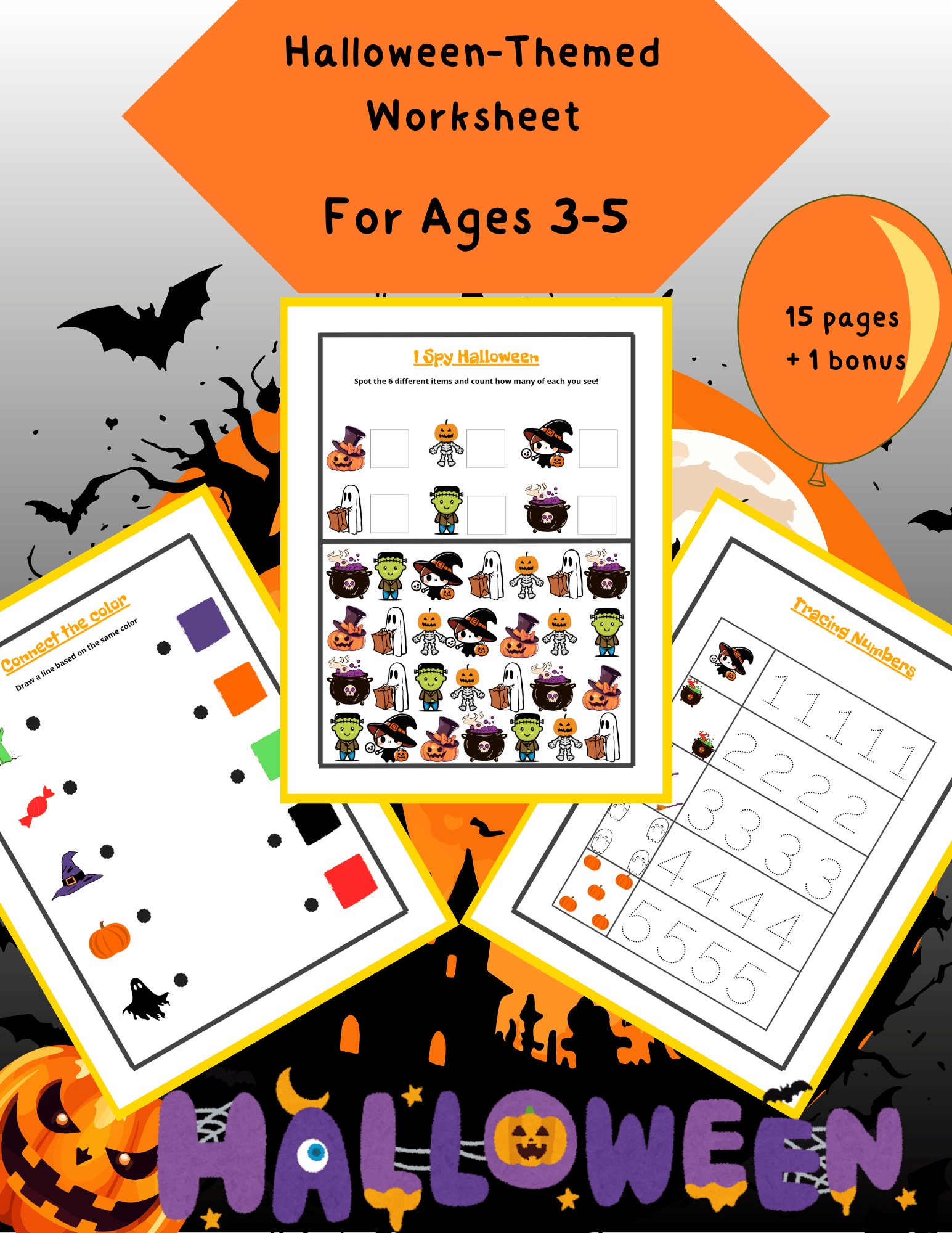 15 1 Halloween Worksheets for Preschool Learning & Fun - Payhip