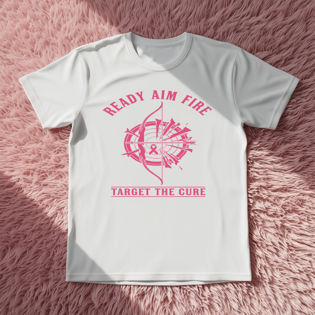 Ready Aim Sparkle! Target The Cure Pink Ribbon Archery PNG Clipart 300Dpi