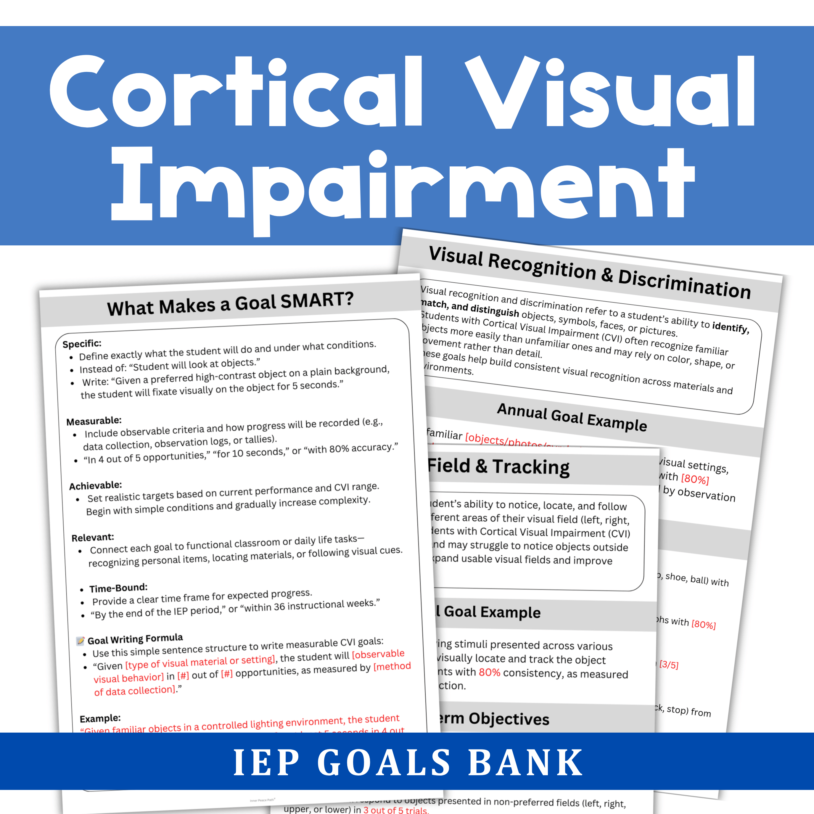 Cortical Visual Impairment IEP Goals | Editable Measurable Goals Ready ...