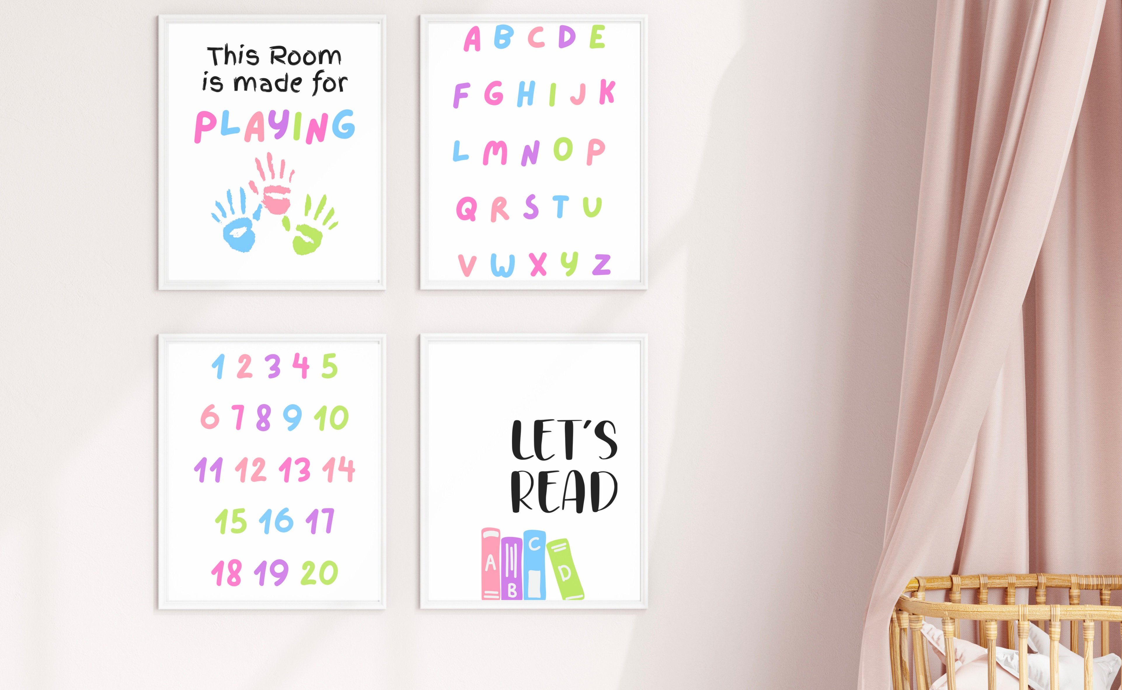 Educational Playroom Wall Art Set | Colorful Kids Room Decor (Digital ...