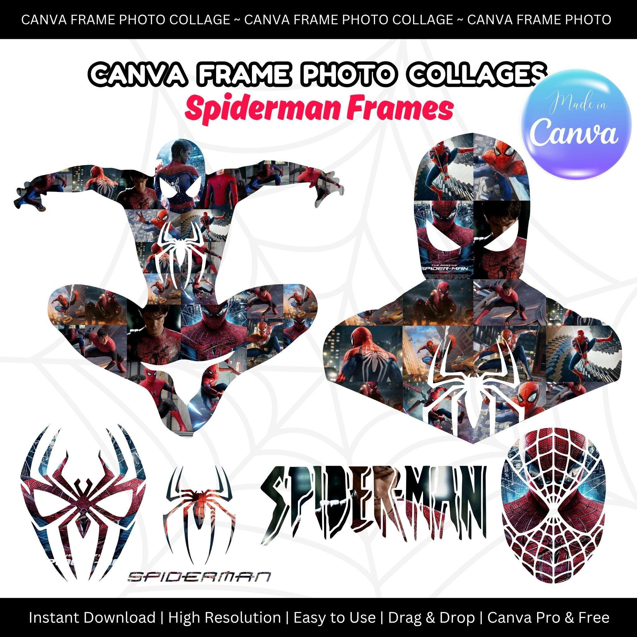 Canva Photo Collage - Spiderman Frames - Payhip