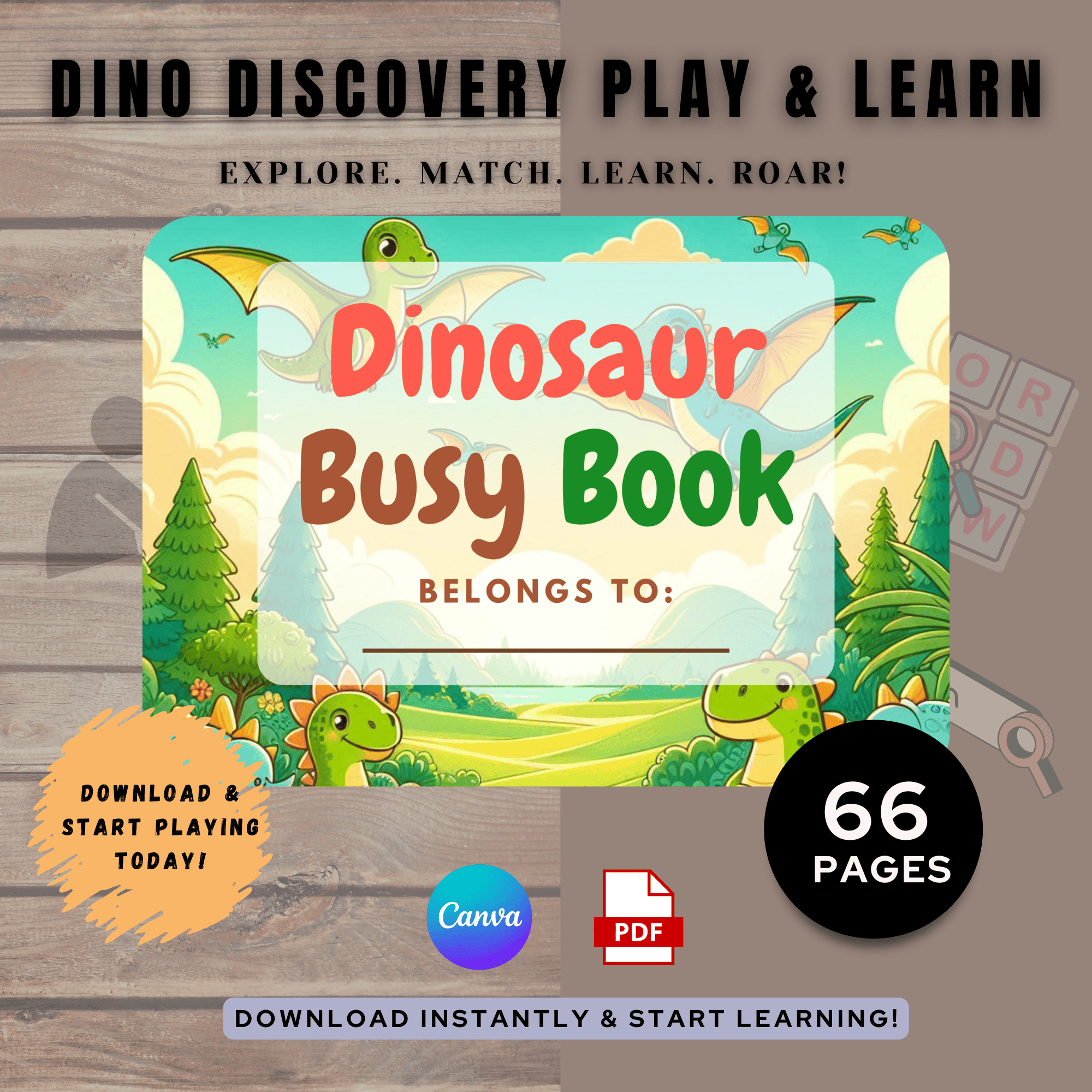 Dinosaur Busy Book for Kids | 65 Printable Activities | Preschool ...