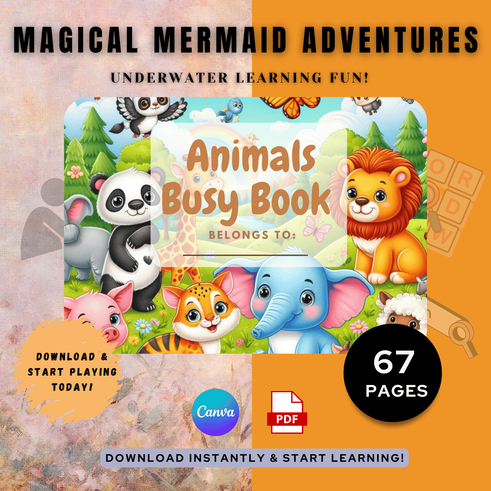 Animals Busy Book for Kids | 65 Pages Preschool Activities | Toddler ...