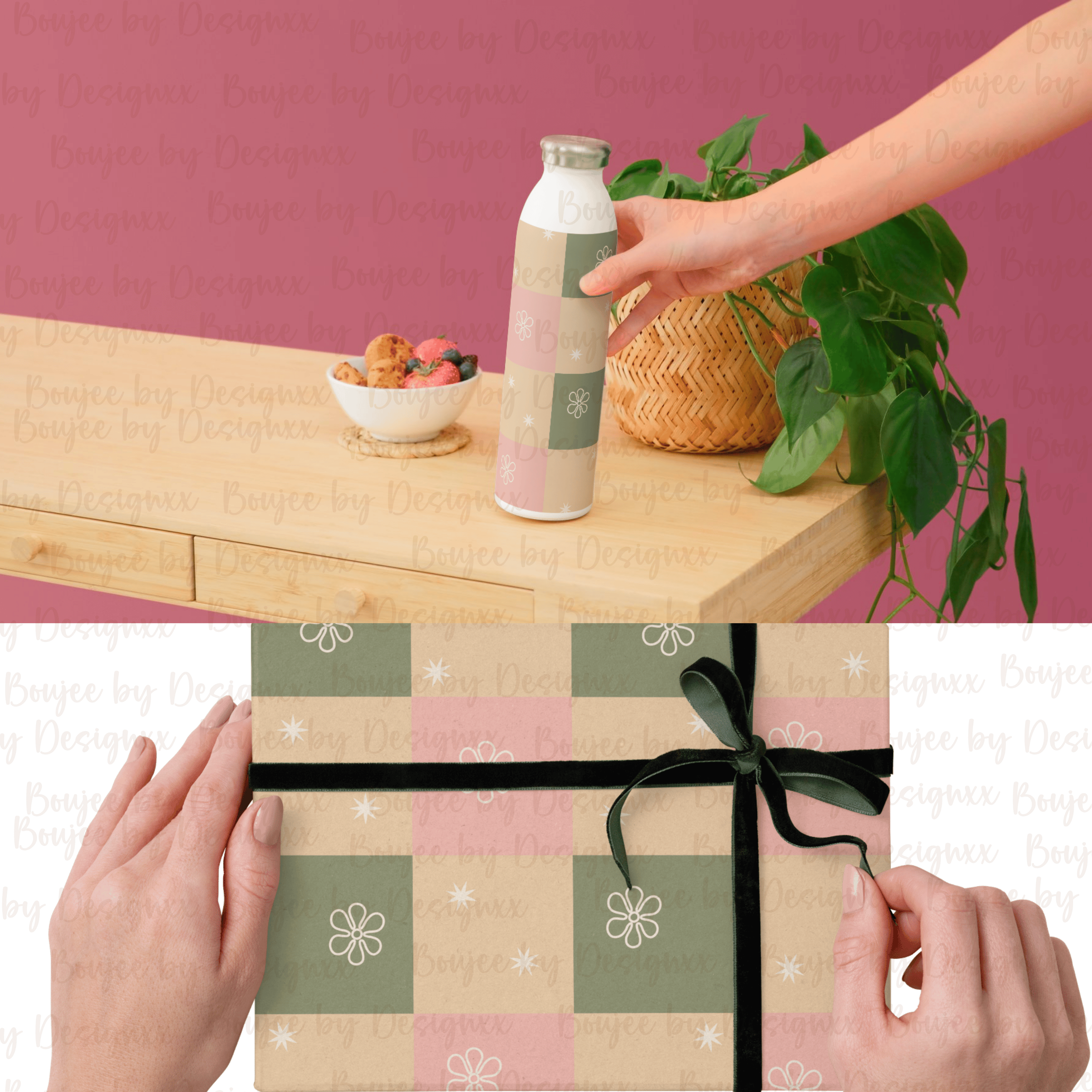 Boujee Checkered Seamless Digital Paper | Blush Pink, Sage Green ...