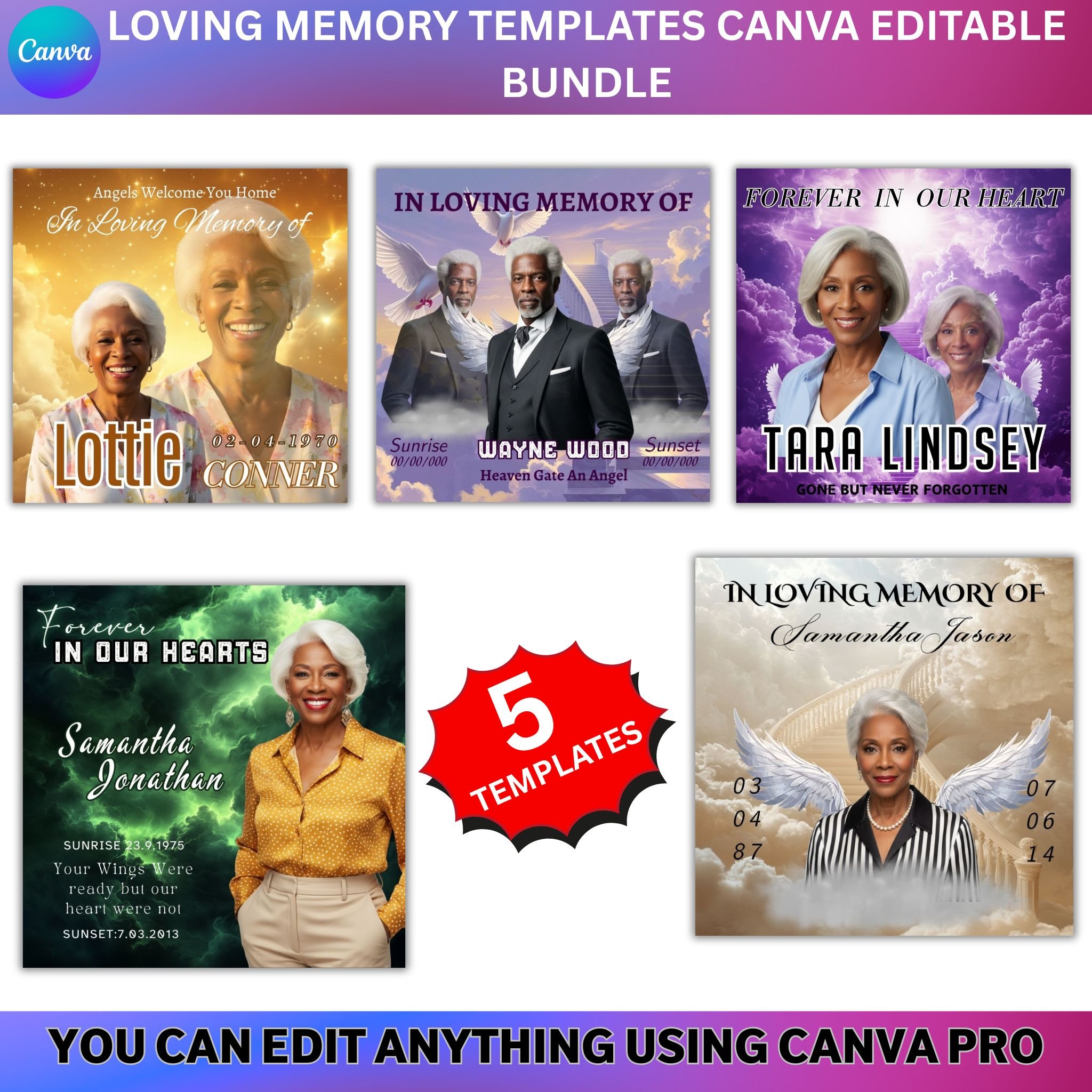 Loving Memory Templates Bundle Canva Editable - Payhip