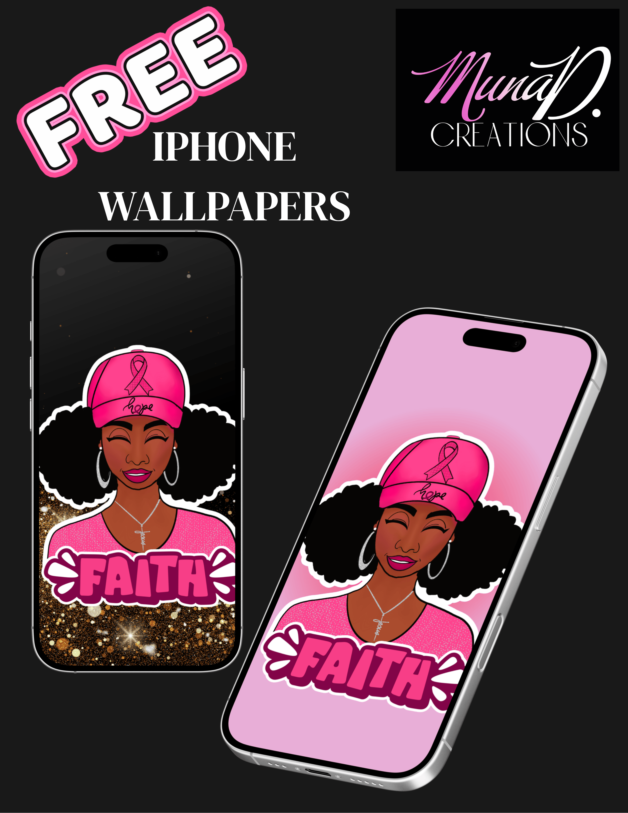 Free Breast Cancer Awareness iPhone Wallpaper 3 choices – (Faith) - Payhip