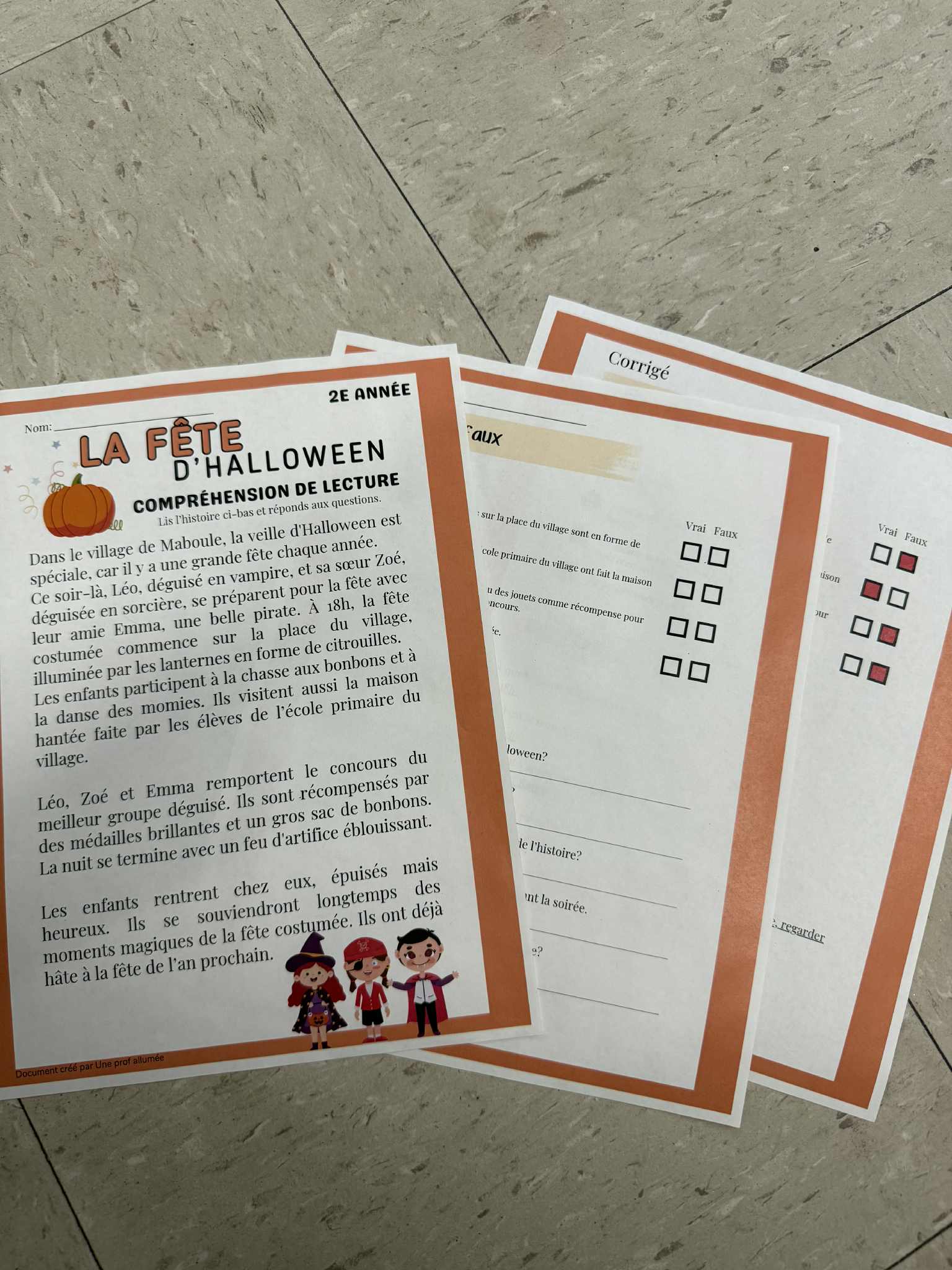 Halloween Compréhension de texte personnalisée 2e année - Payhip