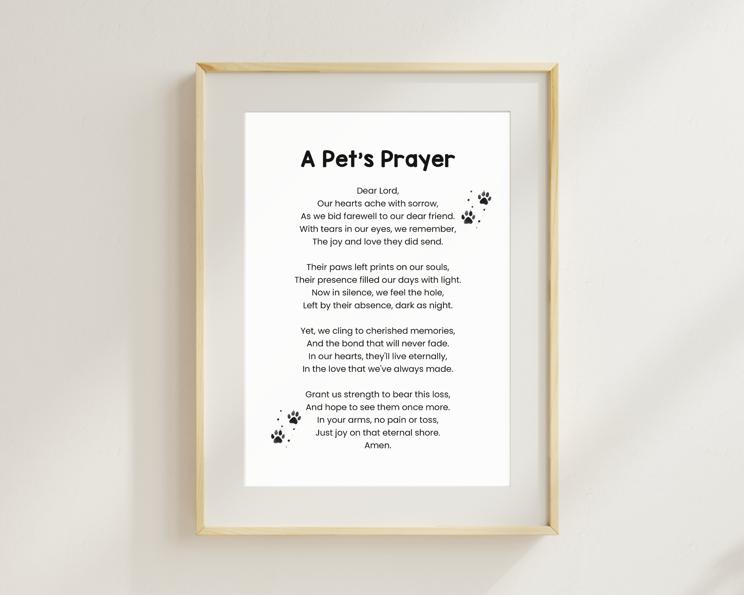 A Pet's Prayer Wall Art, Pet Loss Gift, Pet Memorial Gift, Pet Sympathy ...