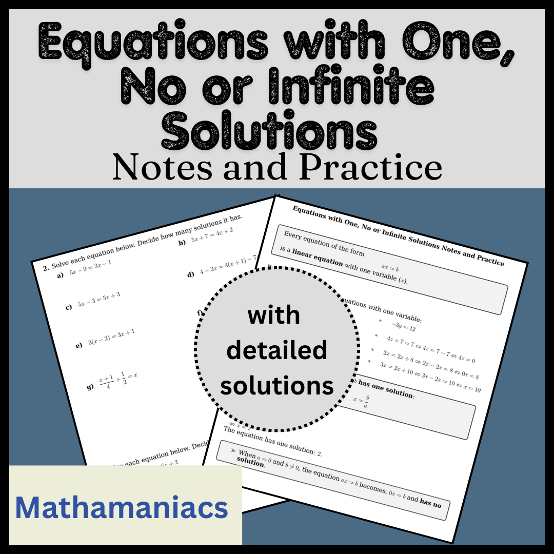 Linear equations with brackets or fractions worksheet no 3 (with solutions)