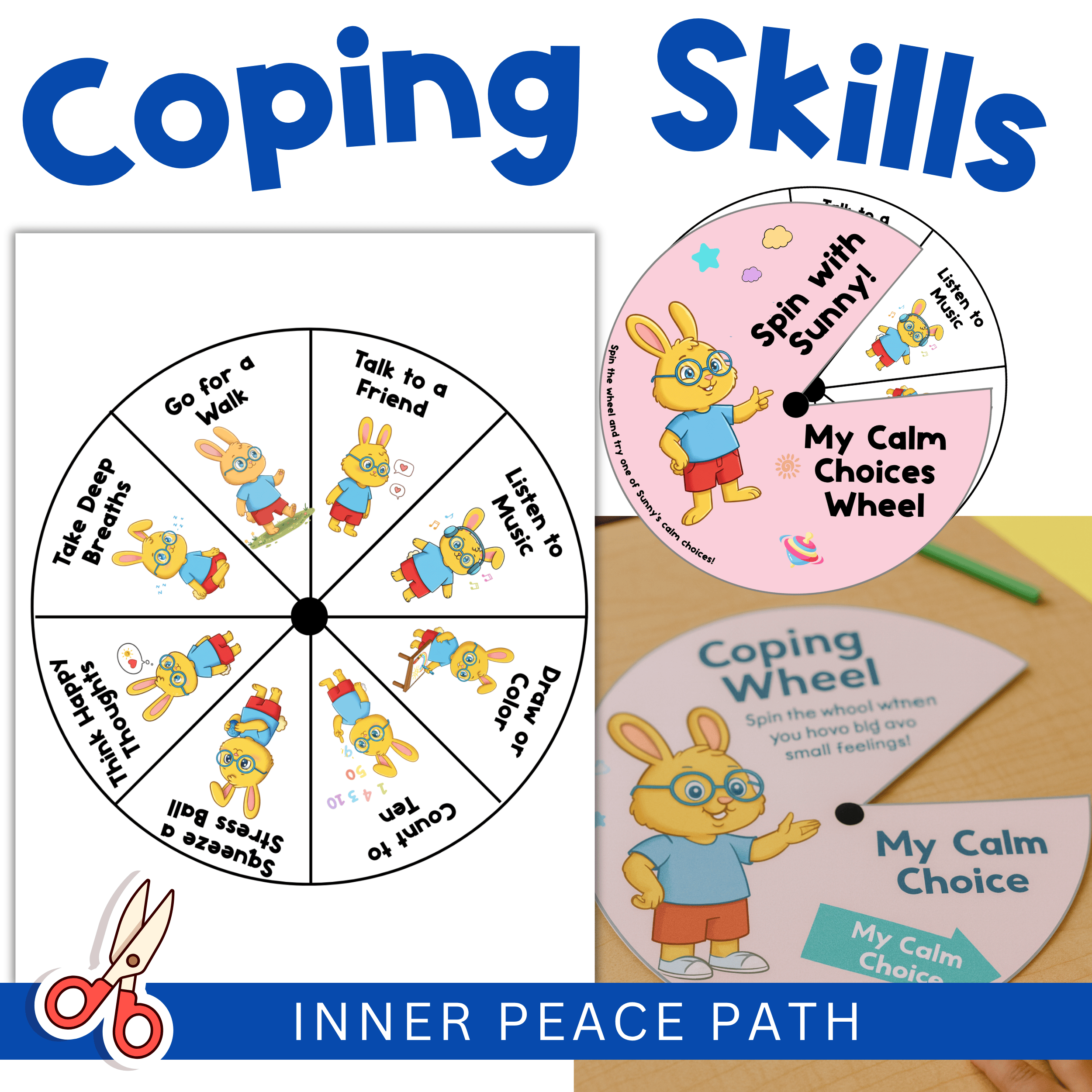 Coping Skills Spinner Wheel | Calm Down Corner Printables | Emotional ...