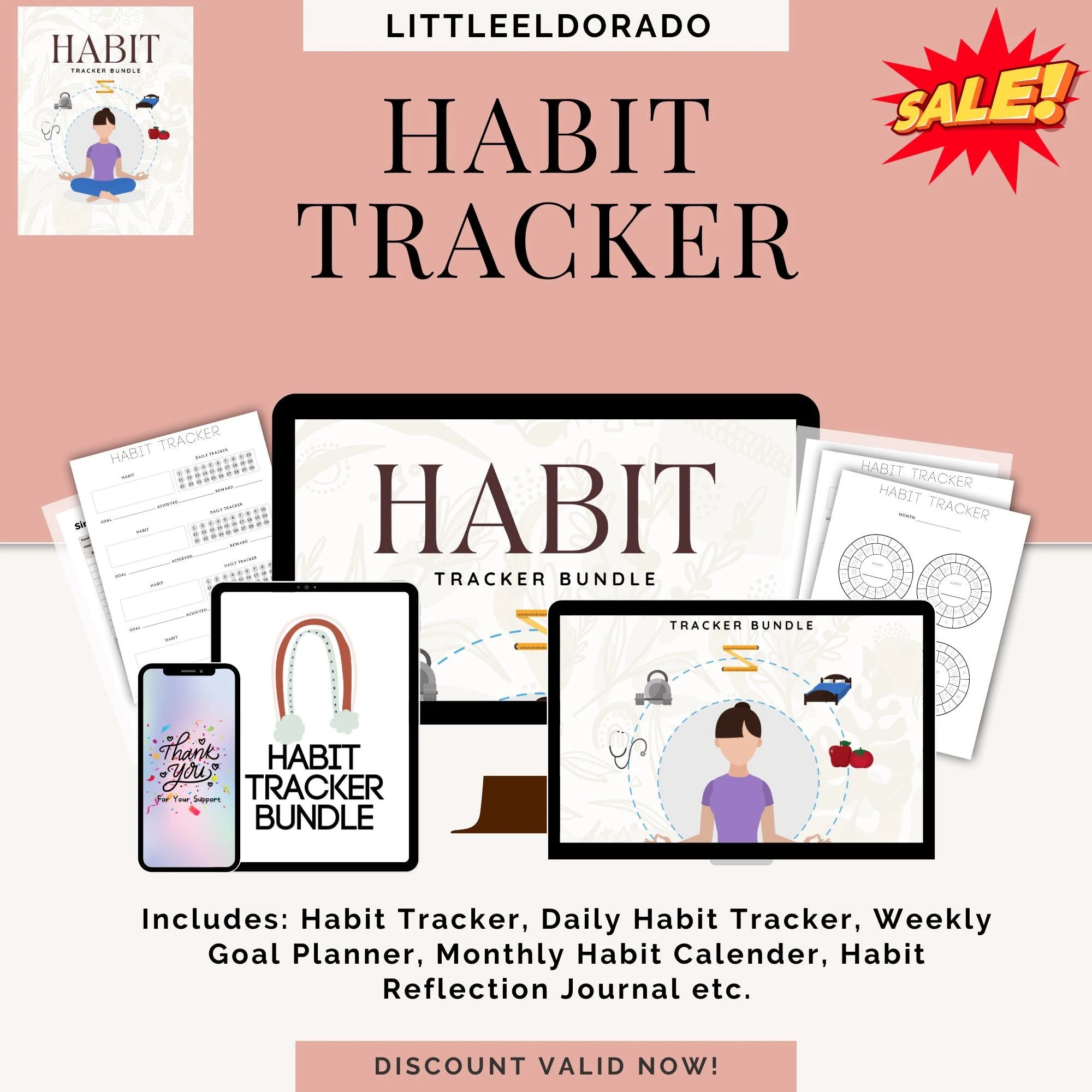 Habit Tracker Digital Habit Tracker Bundle for Daily Routine Tracking ...