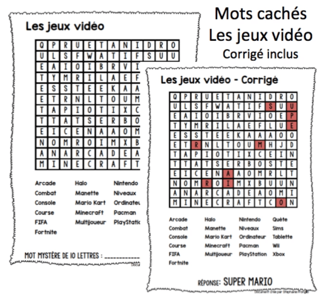 Mot caché Jeux vidéo - Payhip